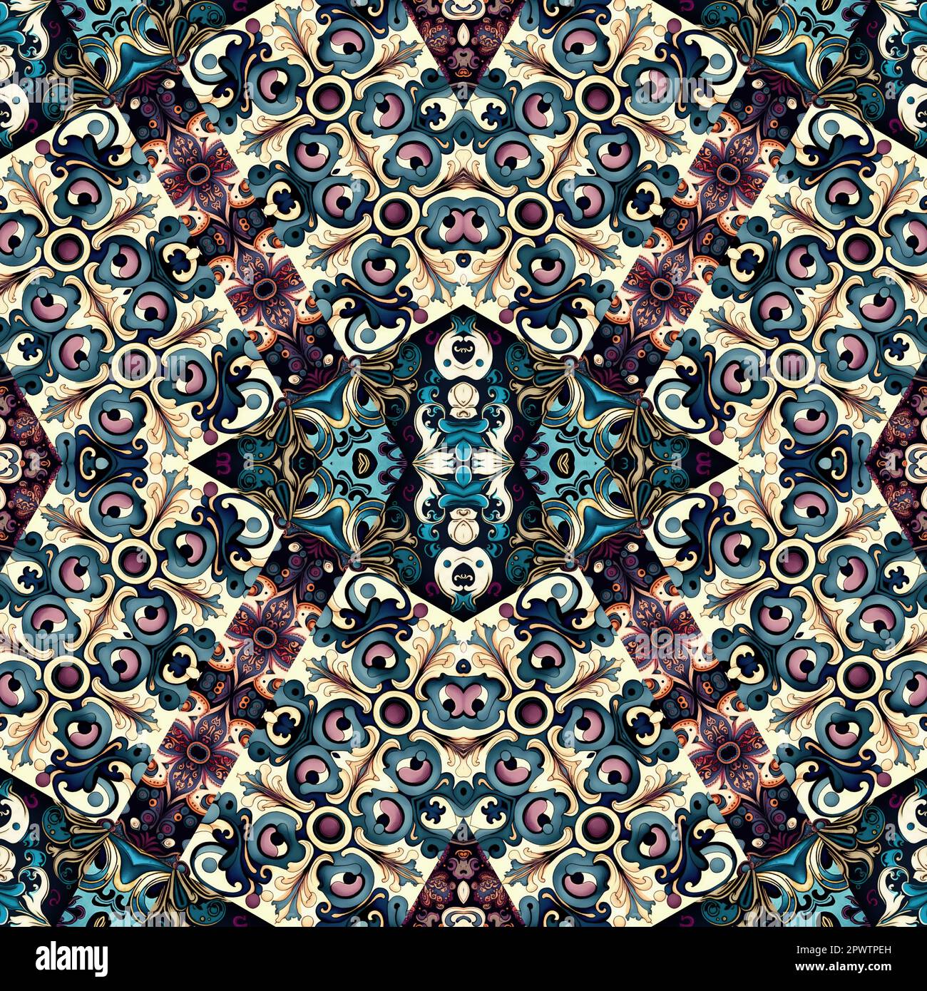 Ornamental victorian seamless wallpaper in roccoco style. Repeat tile ...