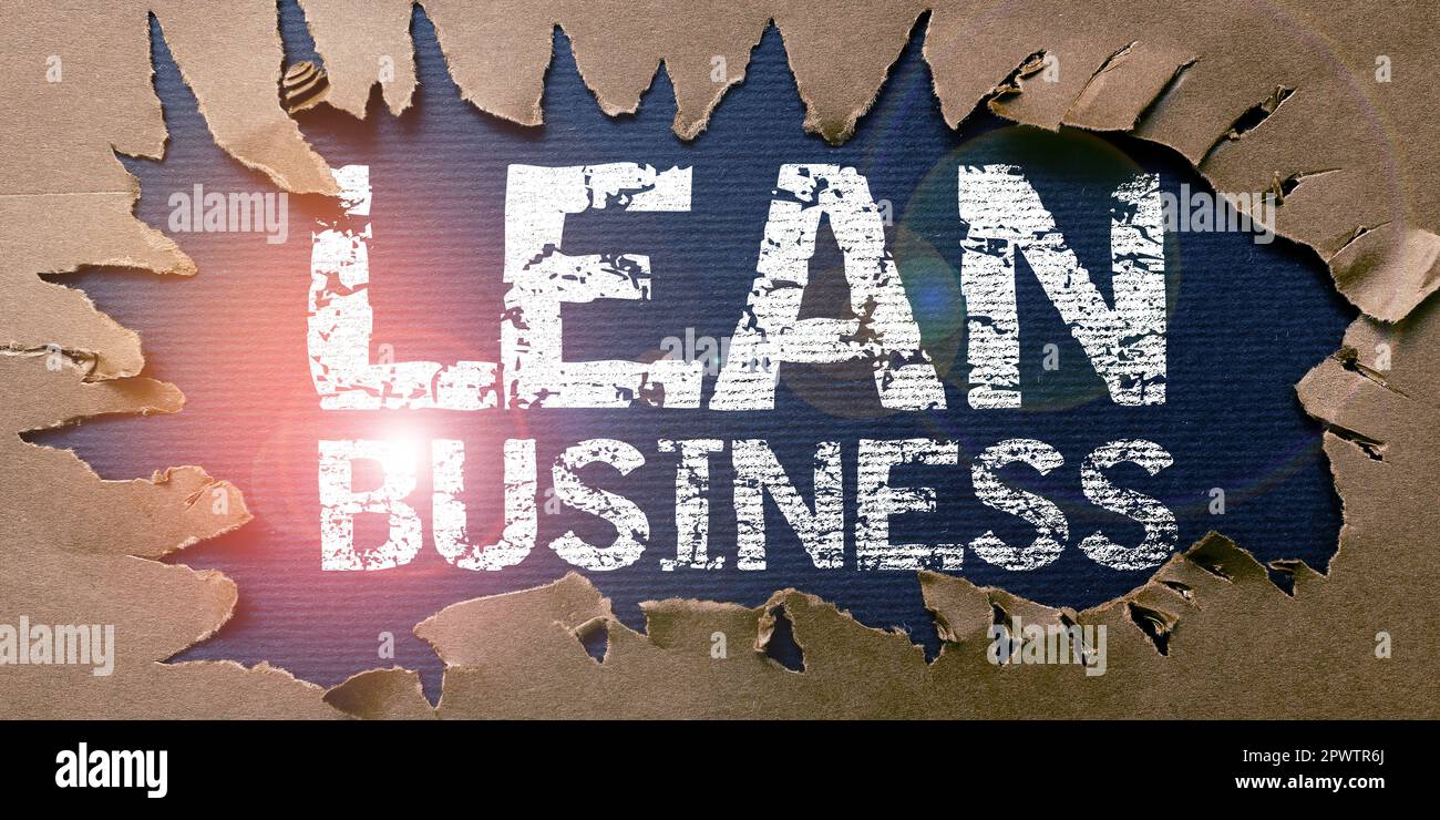 Hand writing sign Lean Business, Concept meaning improvement of waste ...