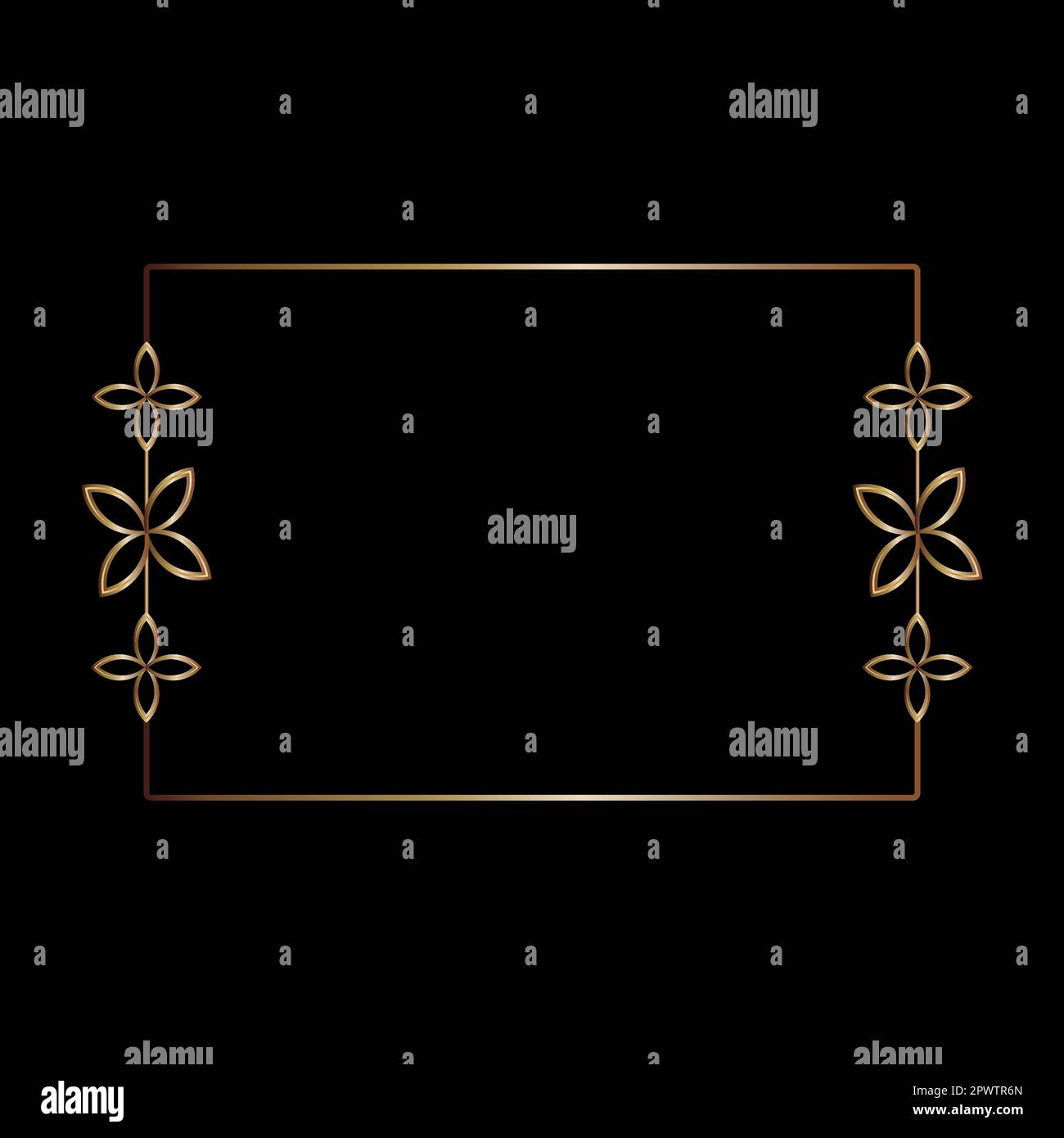 Gold frame line art style, Vector design element geometric shape Stock ...