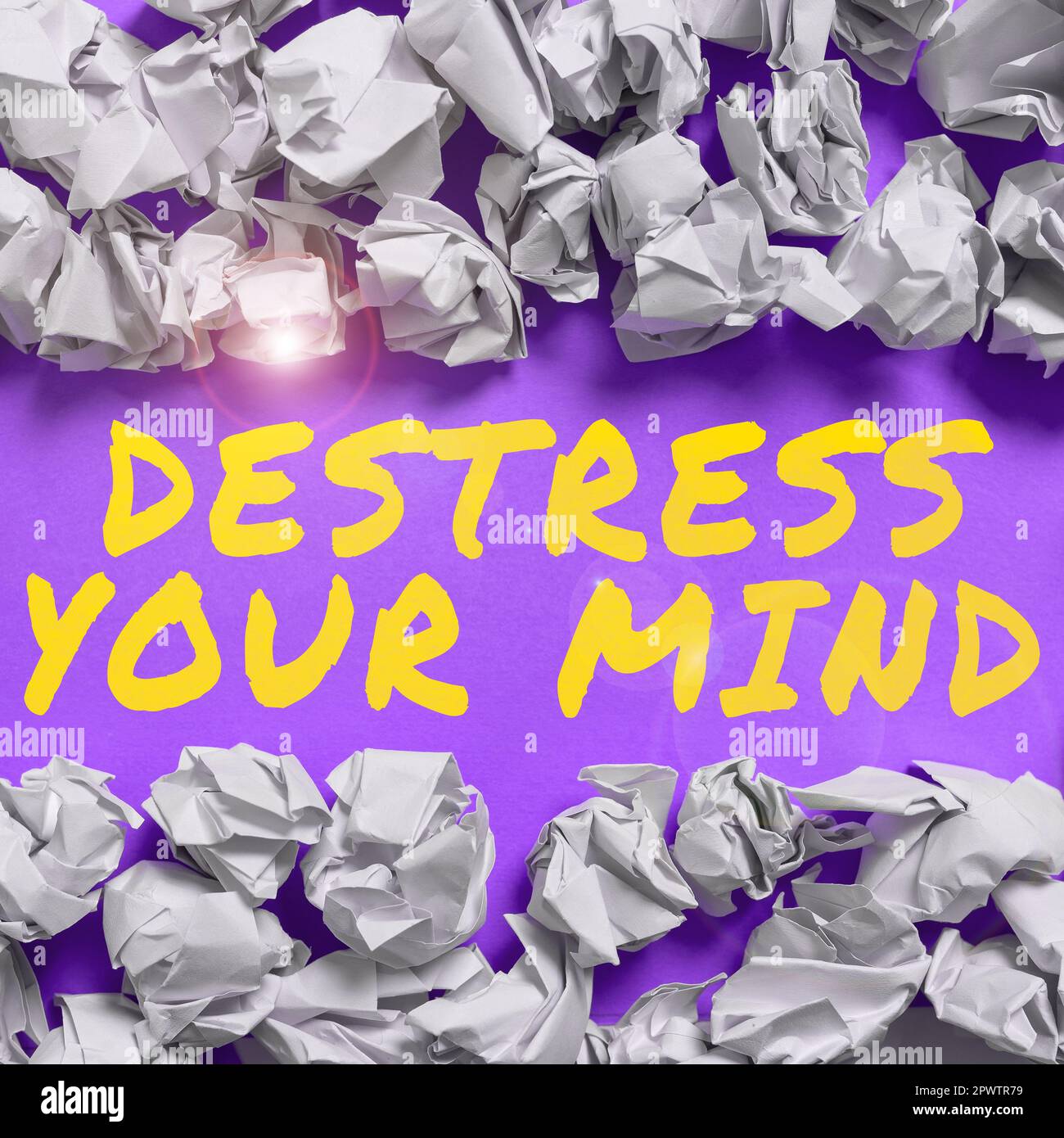 Hand writing sign Destress Your Mind, Business concept to release ...