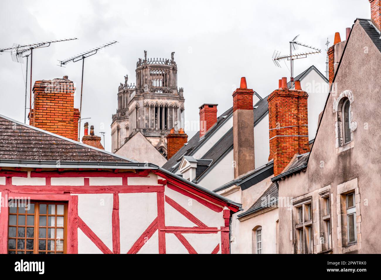 Street view with typical architecture in Orleans, the prefecture of the ...