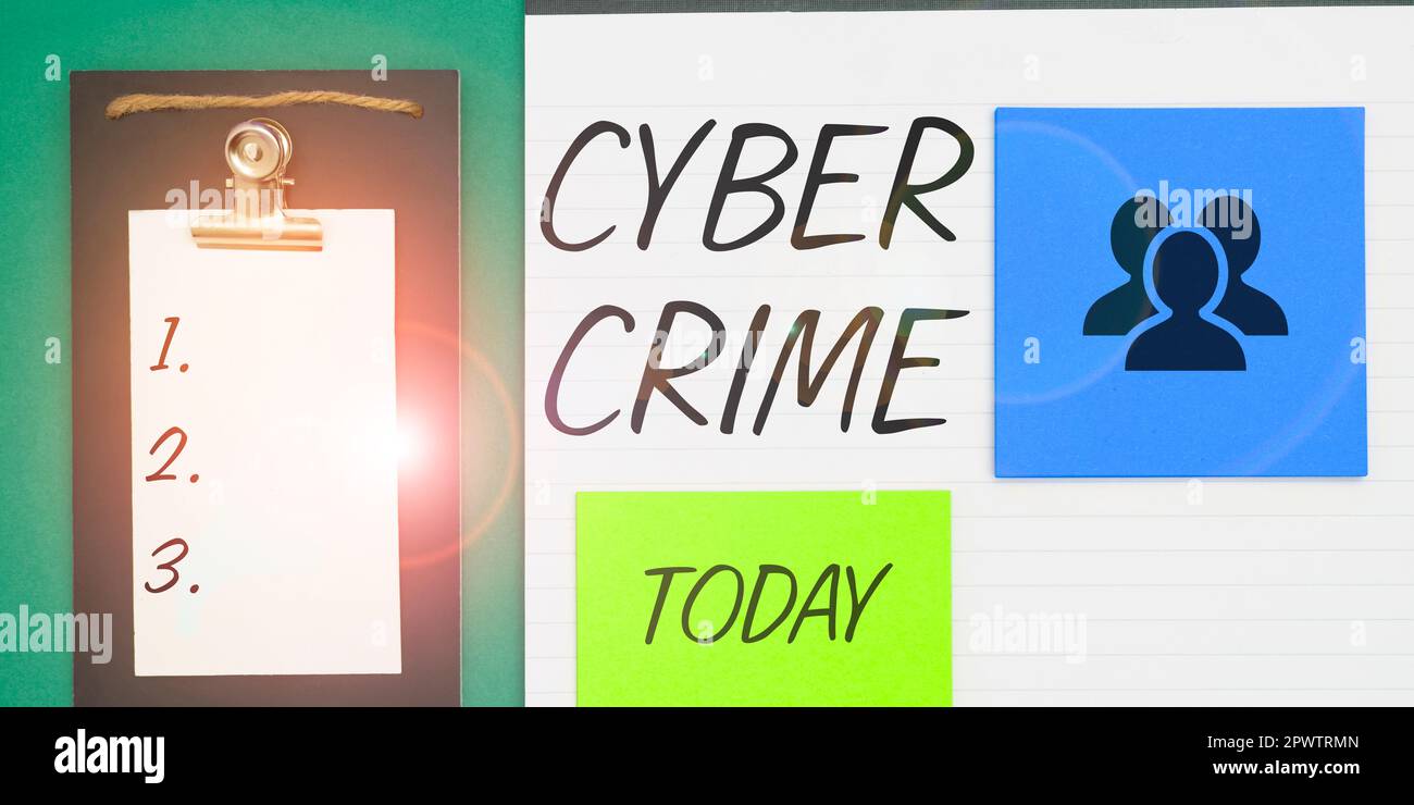 Conceptual caption Cyber Crime, Word Written on kind of criminal ...