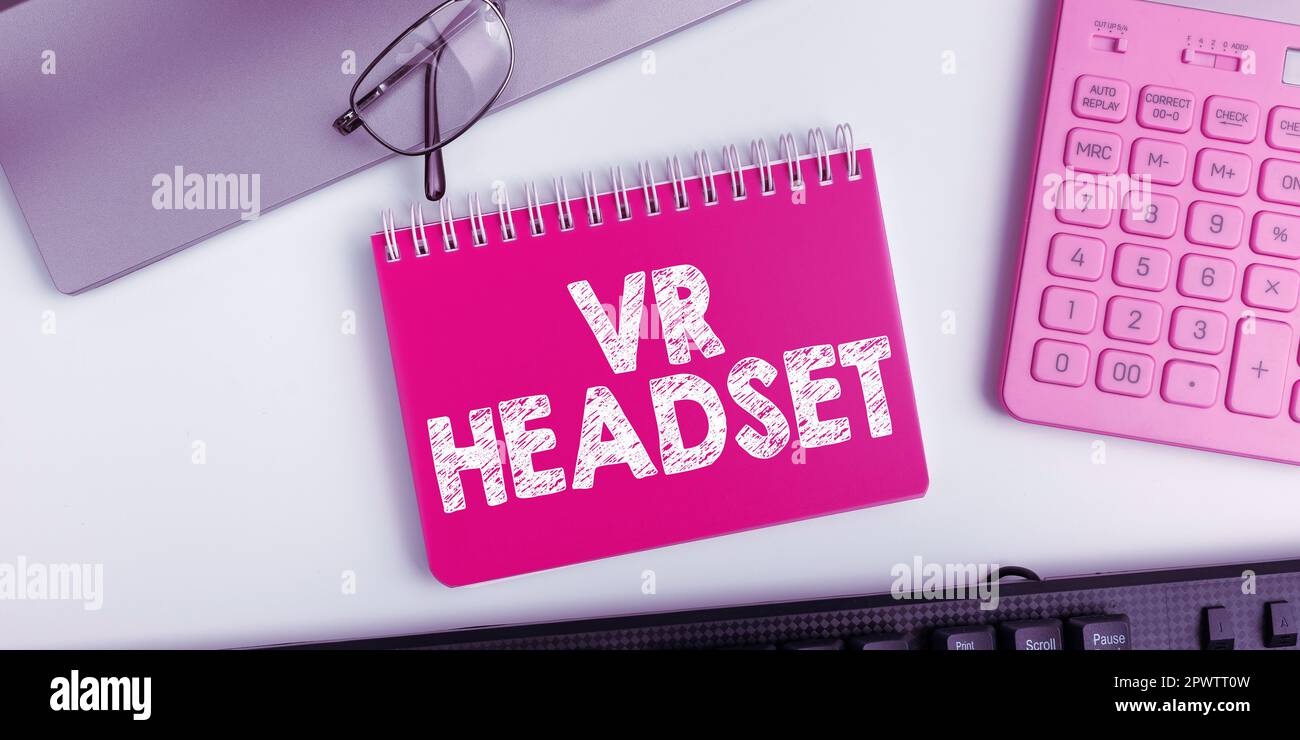 Text sign showing Vr Headset, Word Written on head-mounted device that ...