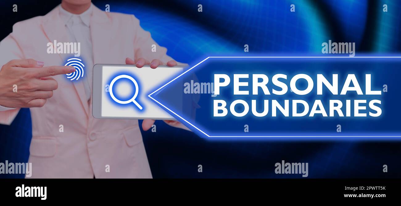 Hand writing sign Personal Boundaries, Business showcase something that ...