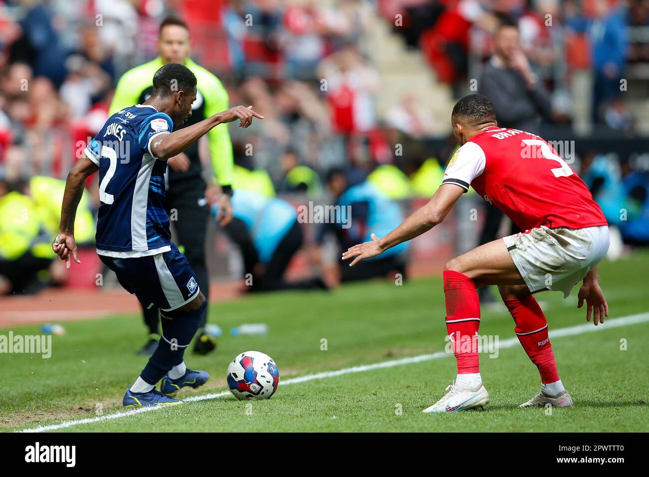 Isiah Jones #2 of Middlesbrough and Cohen Bramall #3 of Rotherham ...