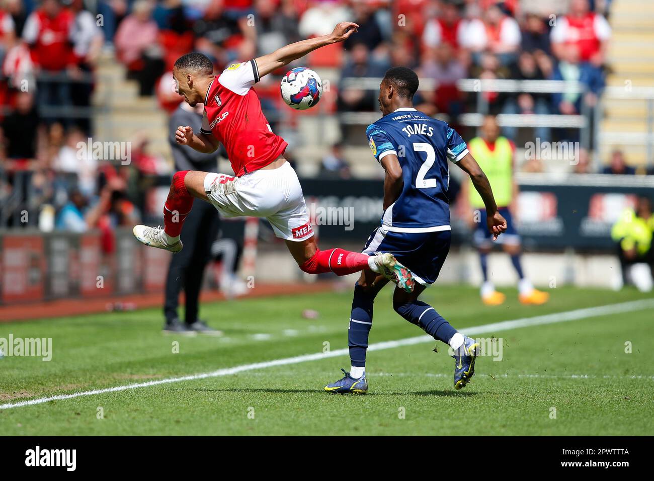Wes Harding #2 of Rotherham United and Ryan Giles #3 of Middlesbrough ...