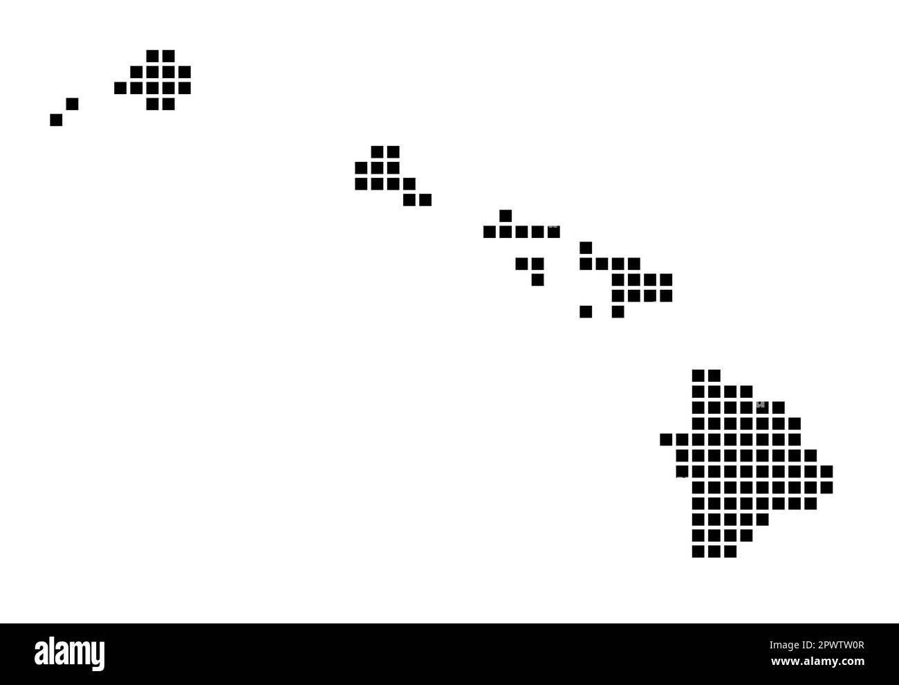 Hawaii map. Map of Hawaii in dotted style. Borders of the island filled ...