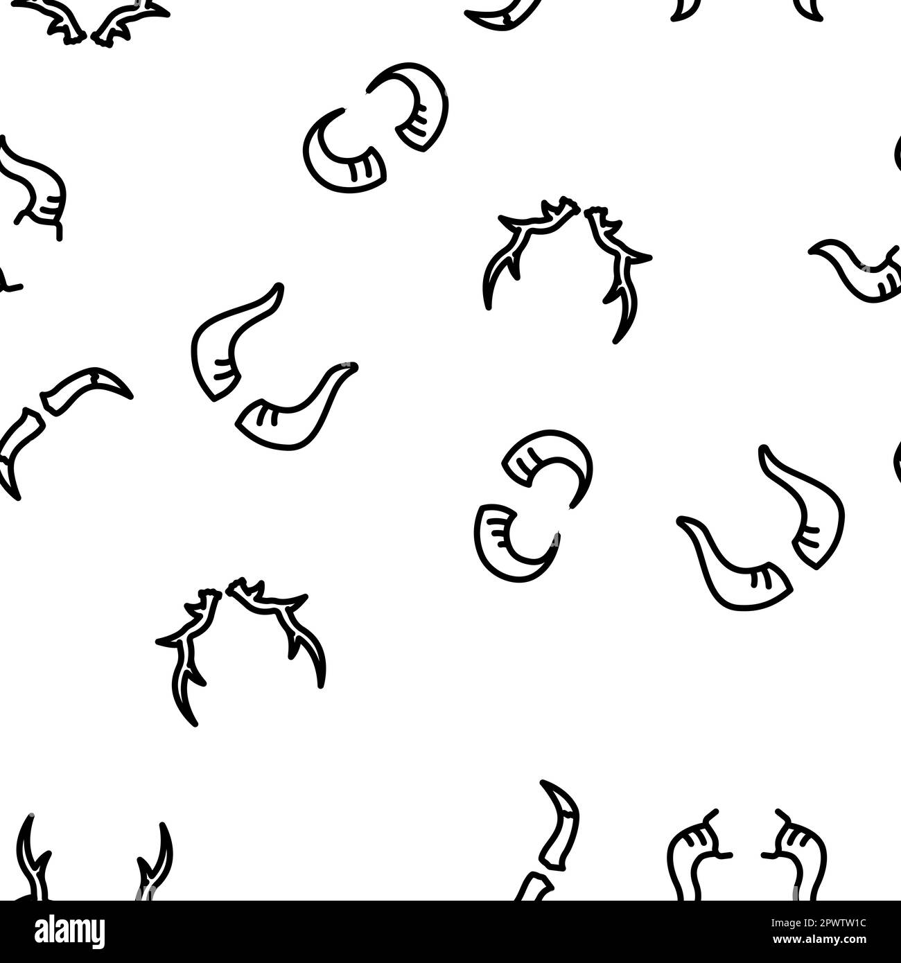 horn animal head wild vector seamless pattern thin line illustration ...