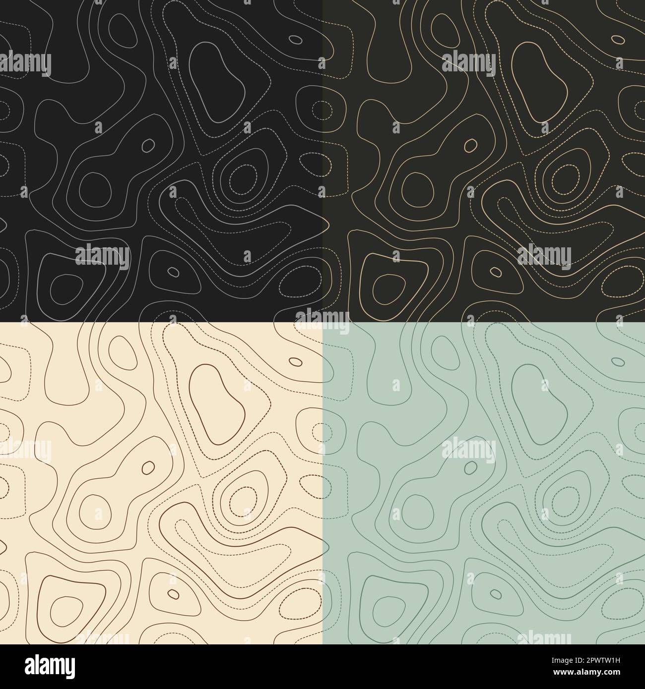 Topography patterns. Seamless elevation map tiles. Astonishing isoline ...