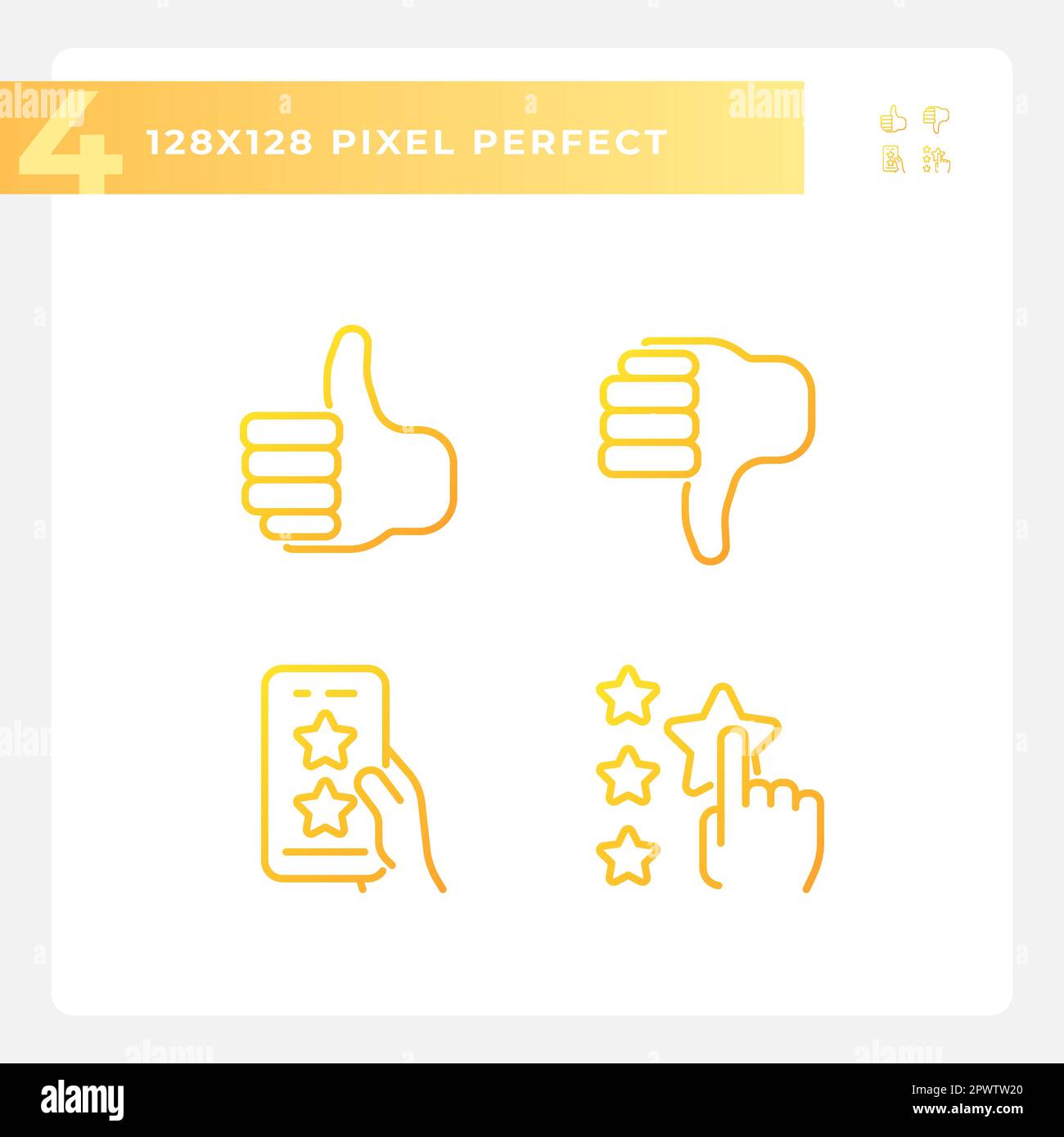 Rating of customer service pixel perfect gradient linear vector icons set Stock Vector Image ...