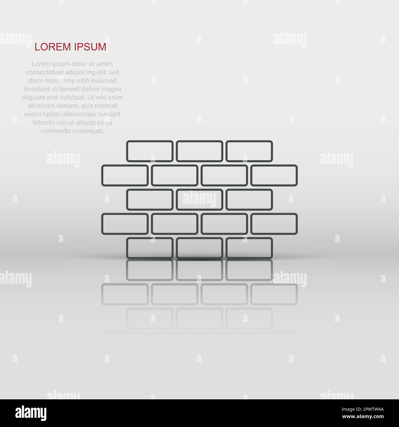 Vector wall brick icon in flat style. Wall sign illustration pictogram ...