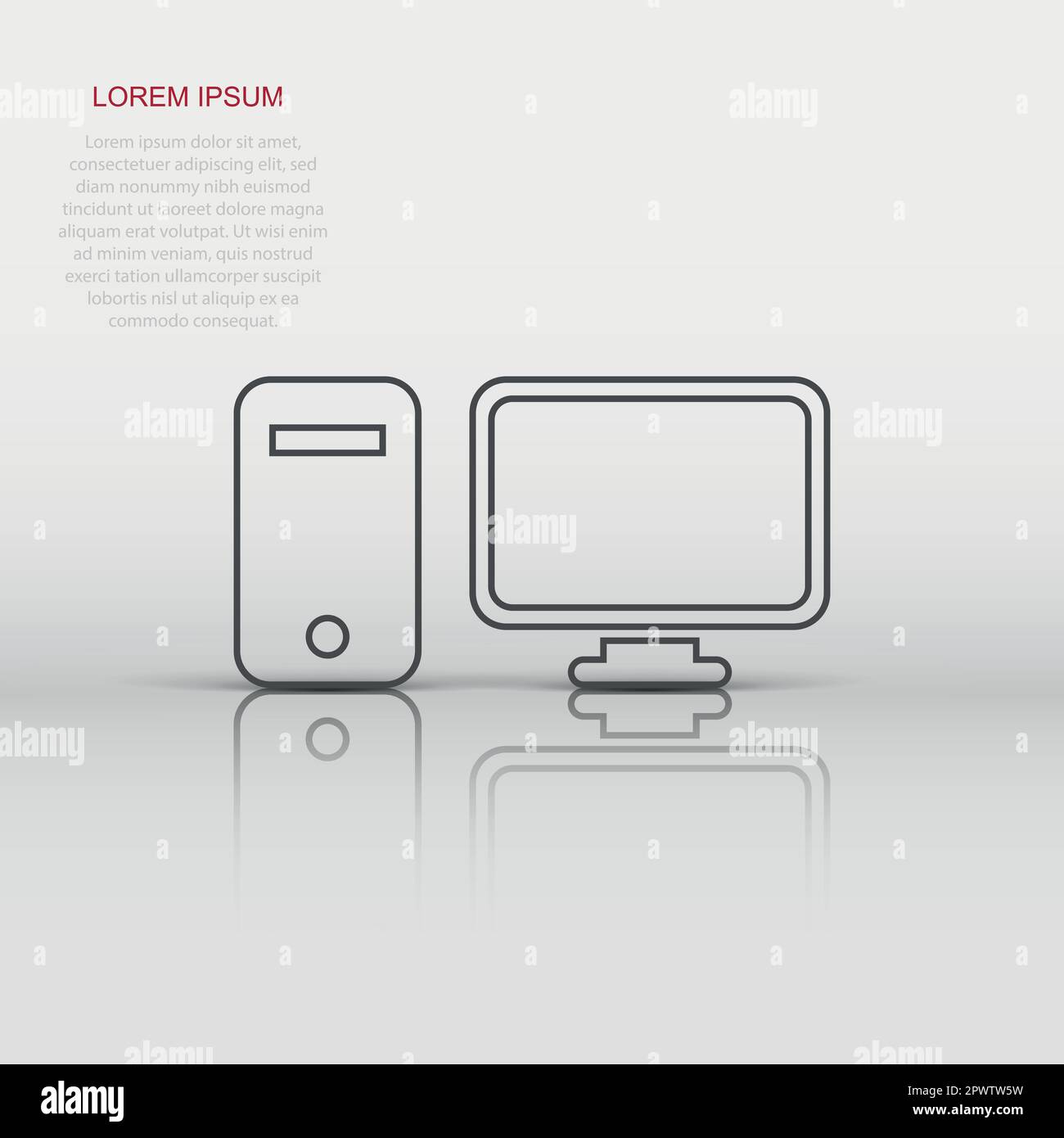 Vector computer icon in flat style. Monitor sign illustration pictogram ...