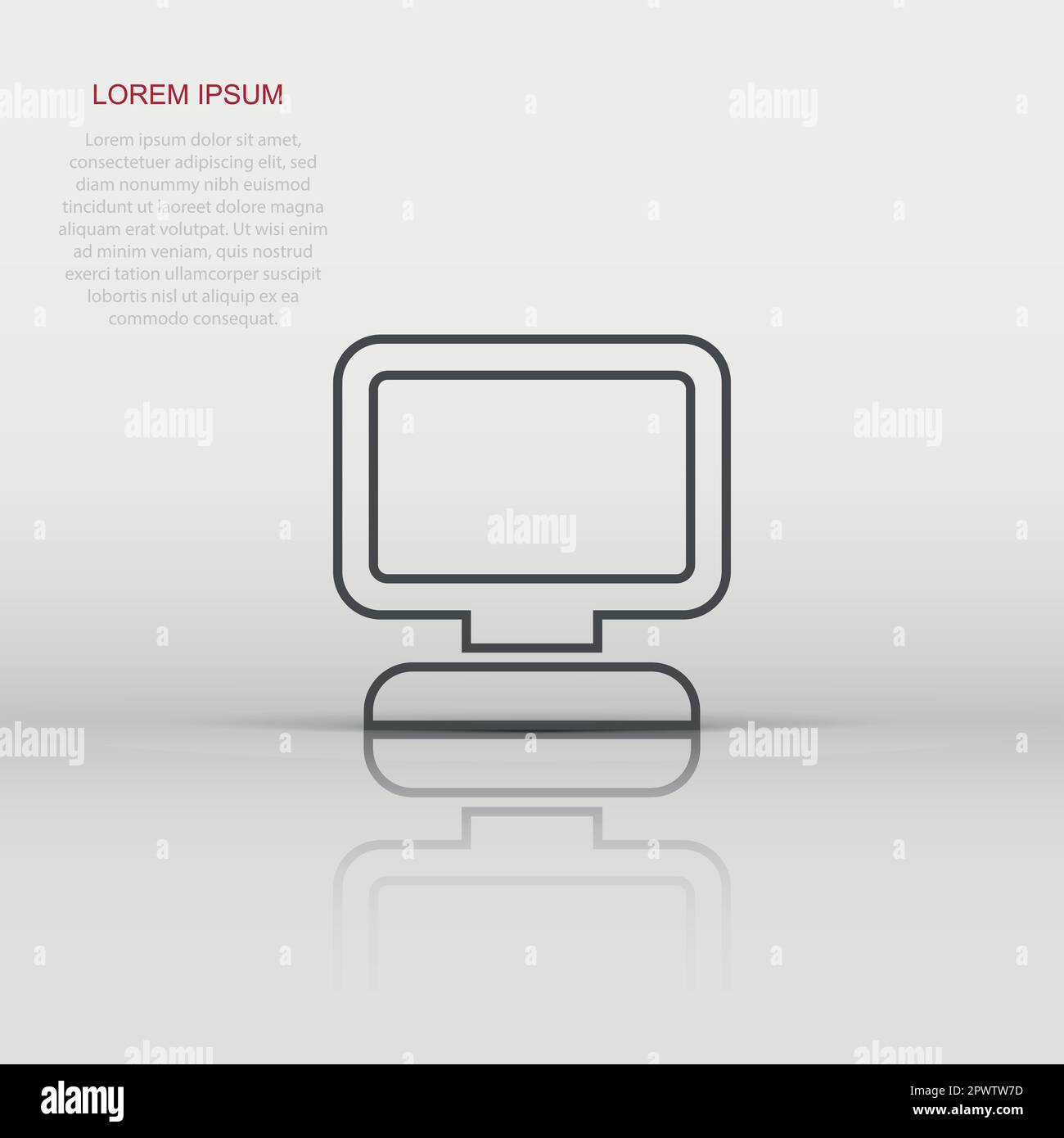 Vector computer icon in flat style. Monitor sign illustration pictogram ...