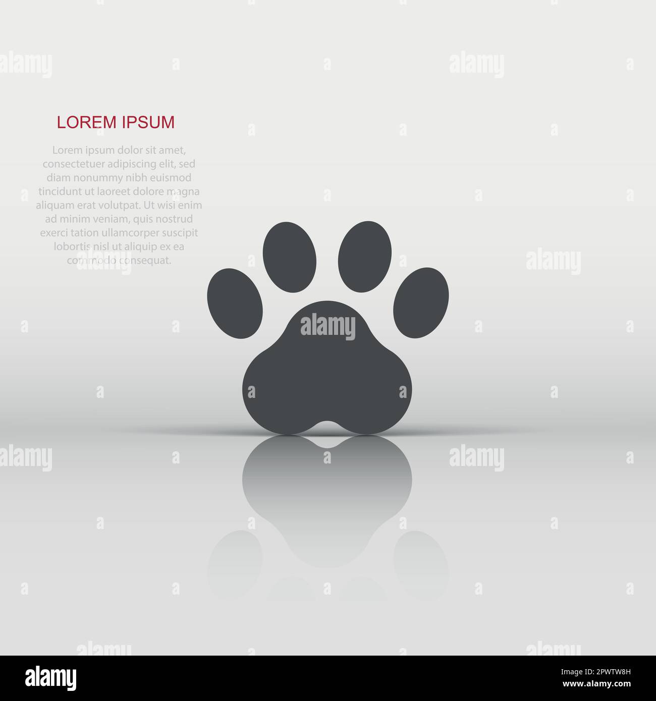 Vector paw print icon in flat style. Dog or cat pawprint sign ...