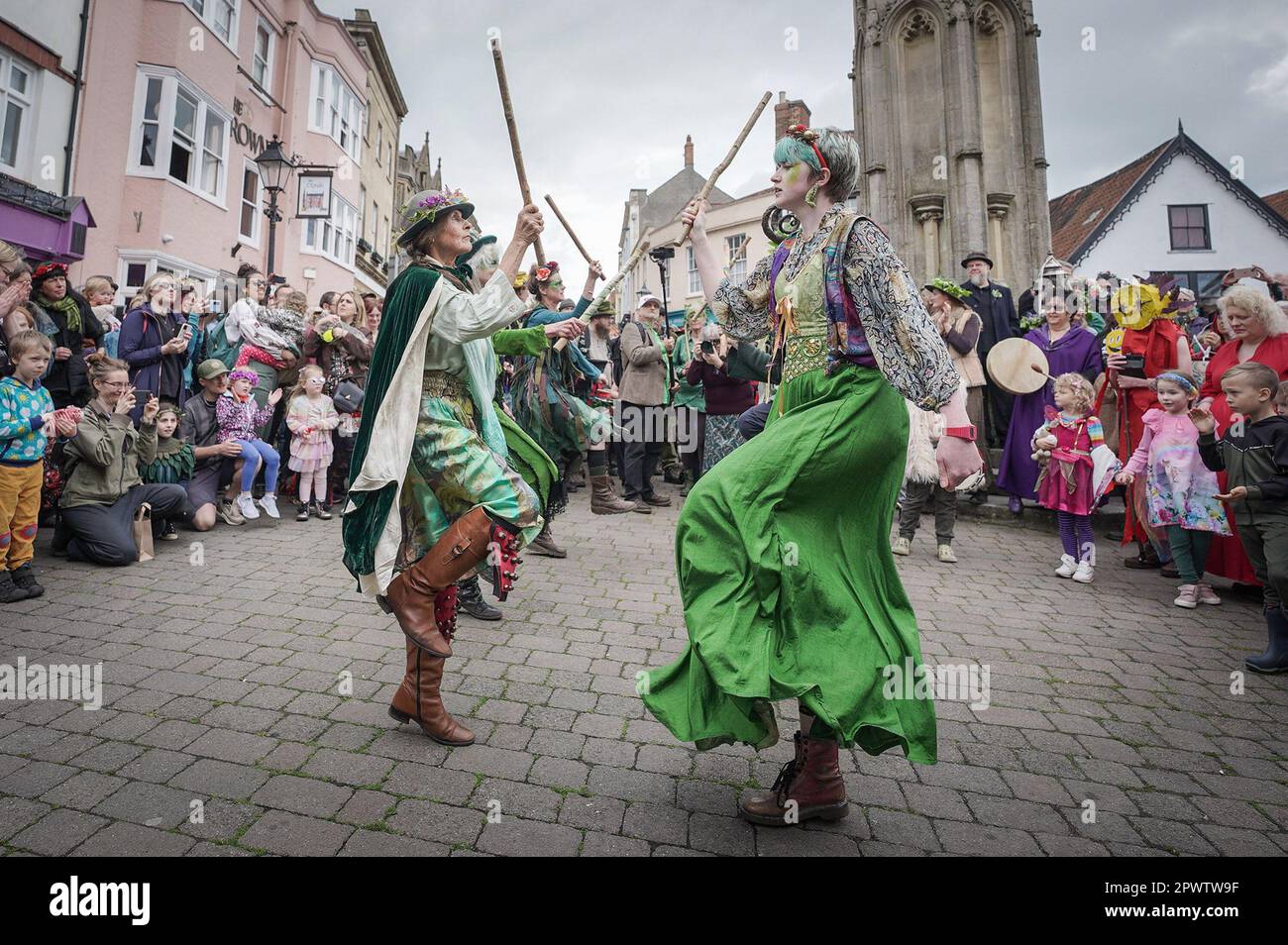 Glastonbury, UK. 1st May 2023. Beltane Celtic festival celebrations on ...