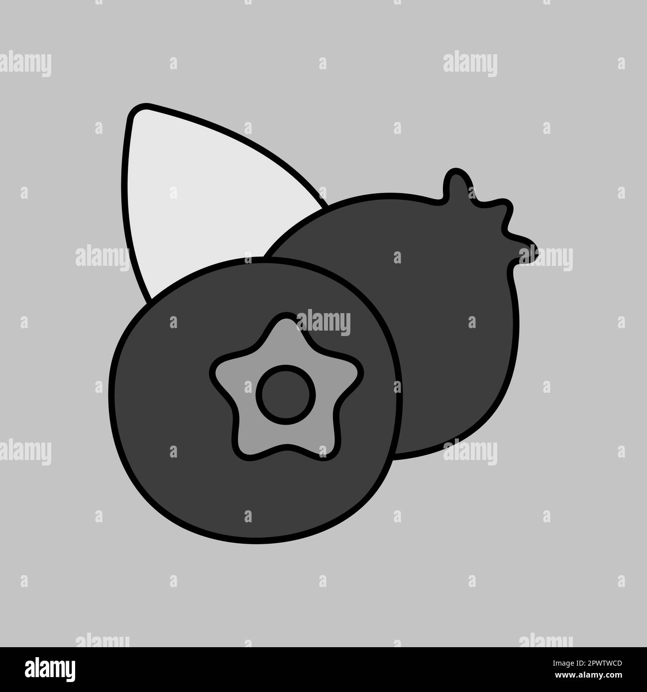 Forest berry sign. Blueberry vector grayscale icon. Graph symbol for ...