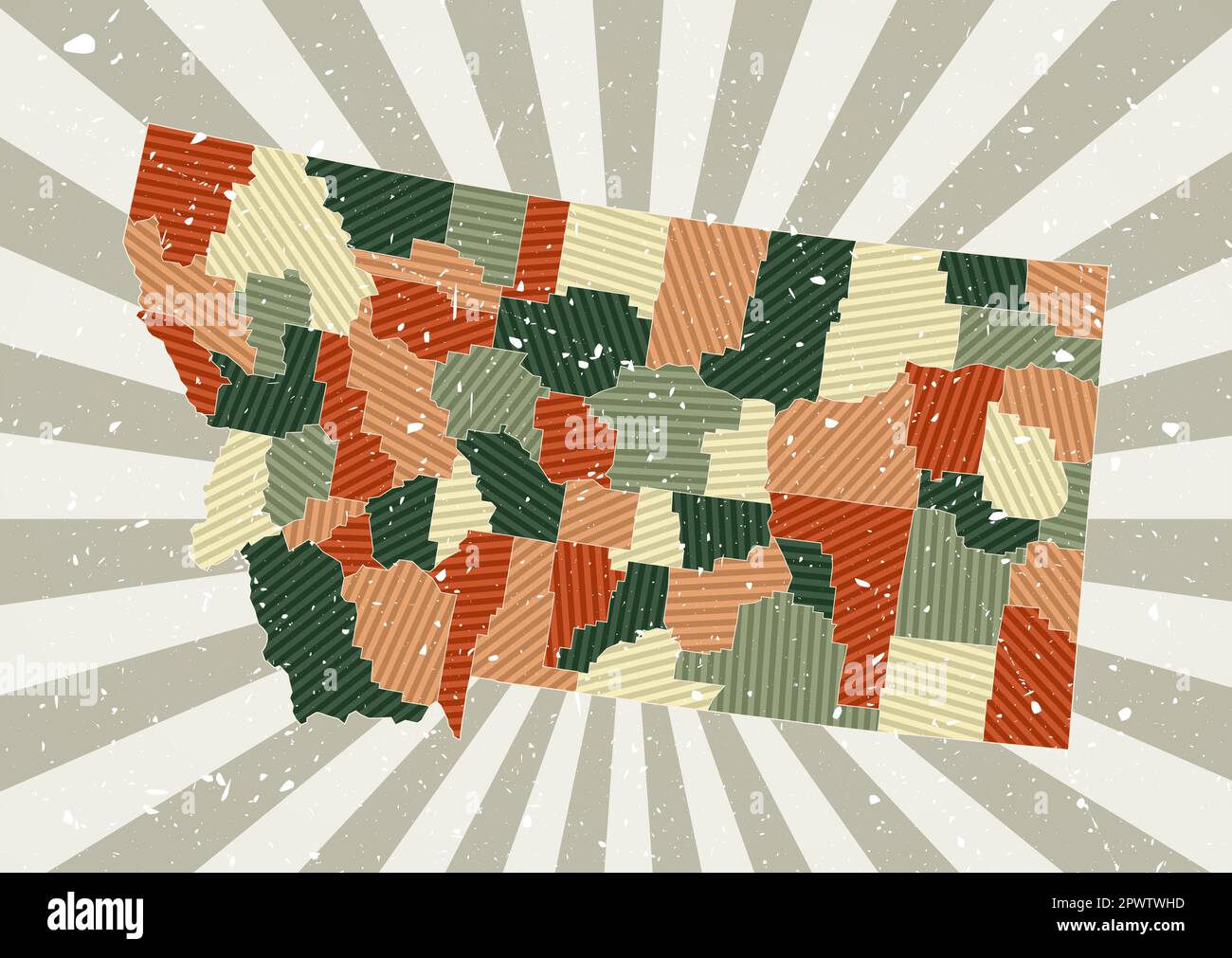 Montana vintage map. Grunge poster with map of the US state in retro ...