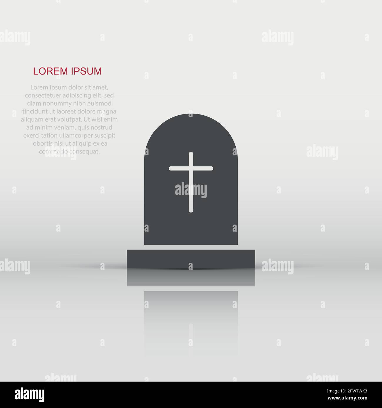 Vector halloween grave icon in flat style. Gravestone sign illustration ...