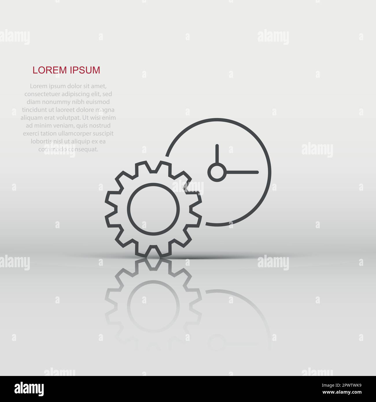 Vector clock icon in flat style. Project management sign illustration ...