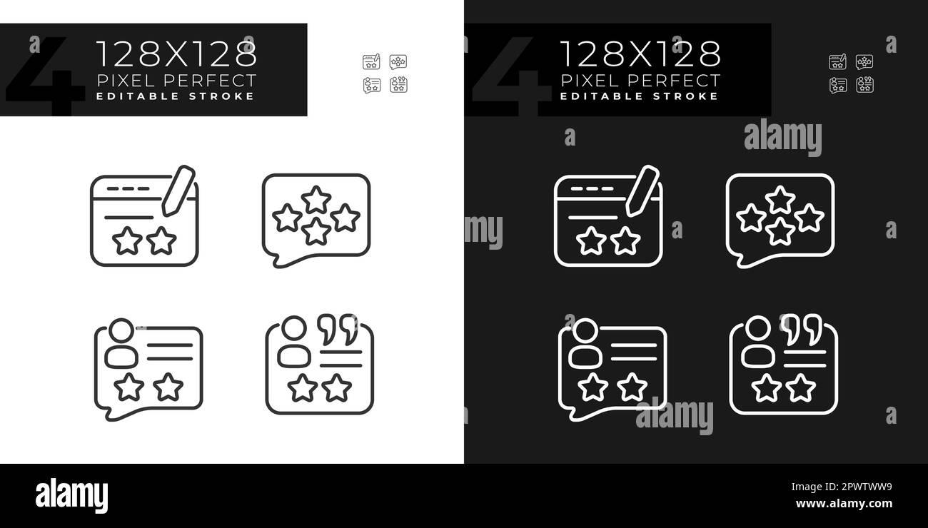 Leave comments and feedbacks pixel perfect linear icons set for dark, light mode Stock Vector ...