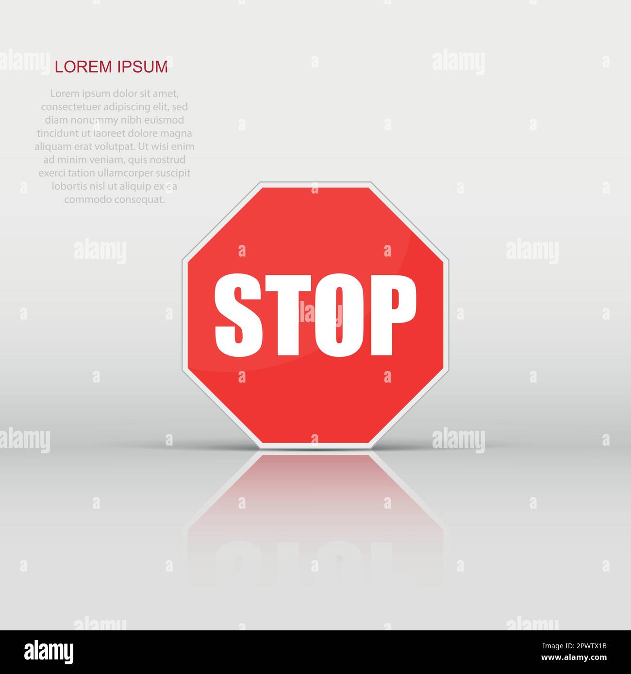Vector red stop sign icon in flat style. Danger sign illustration ...