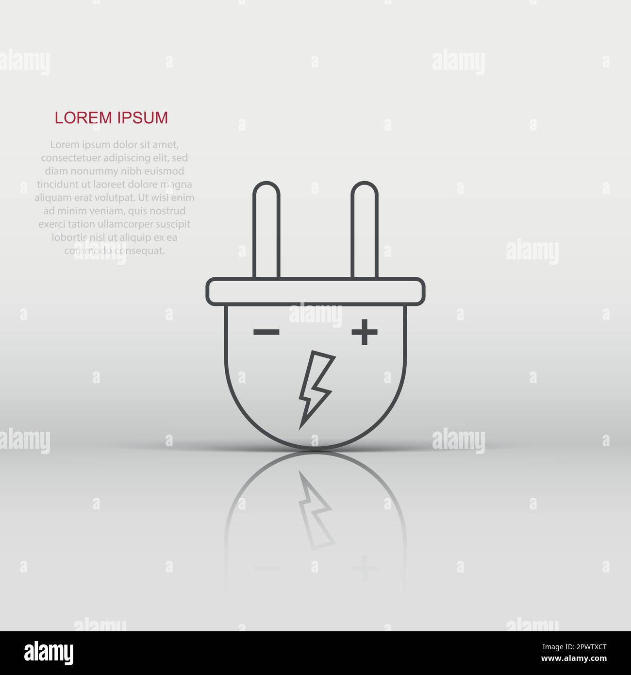 Vector electric plug icon in flat style. Power wire cable sign ...
