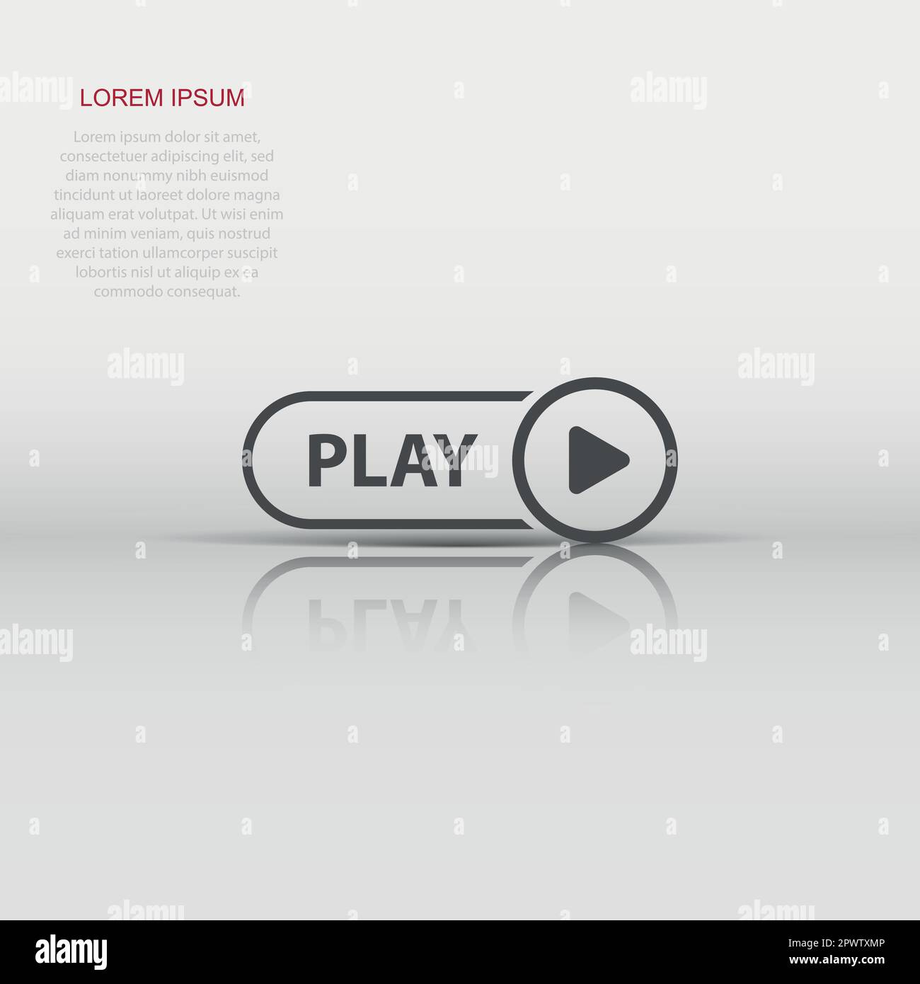 Vector play button icon in flat style. Play video sign illustration ...