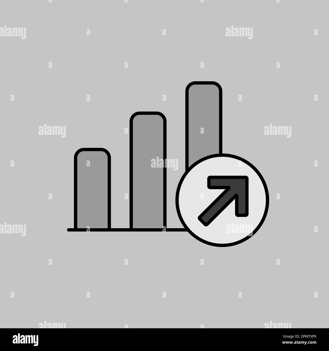 Growth graph outline grayscale icon. Finances sign. Graph symbol for ...
