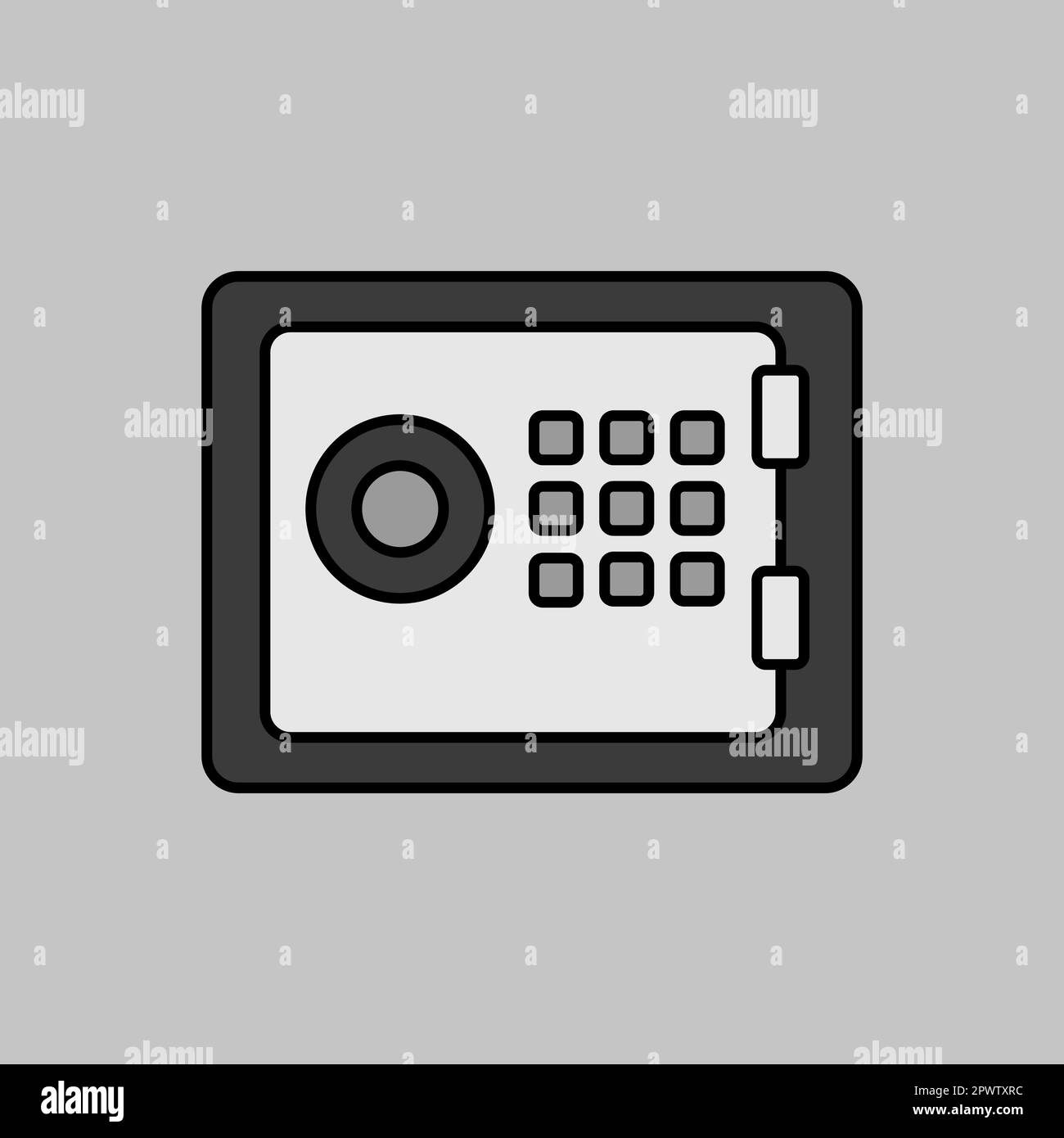 Bank safe outline grayscale icon. Finances sign. Graph symbol for your ...