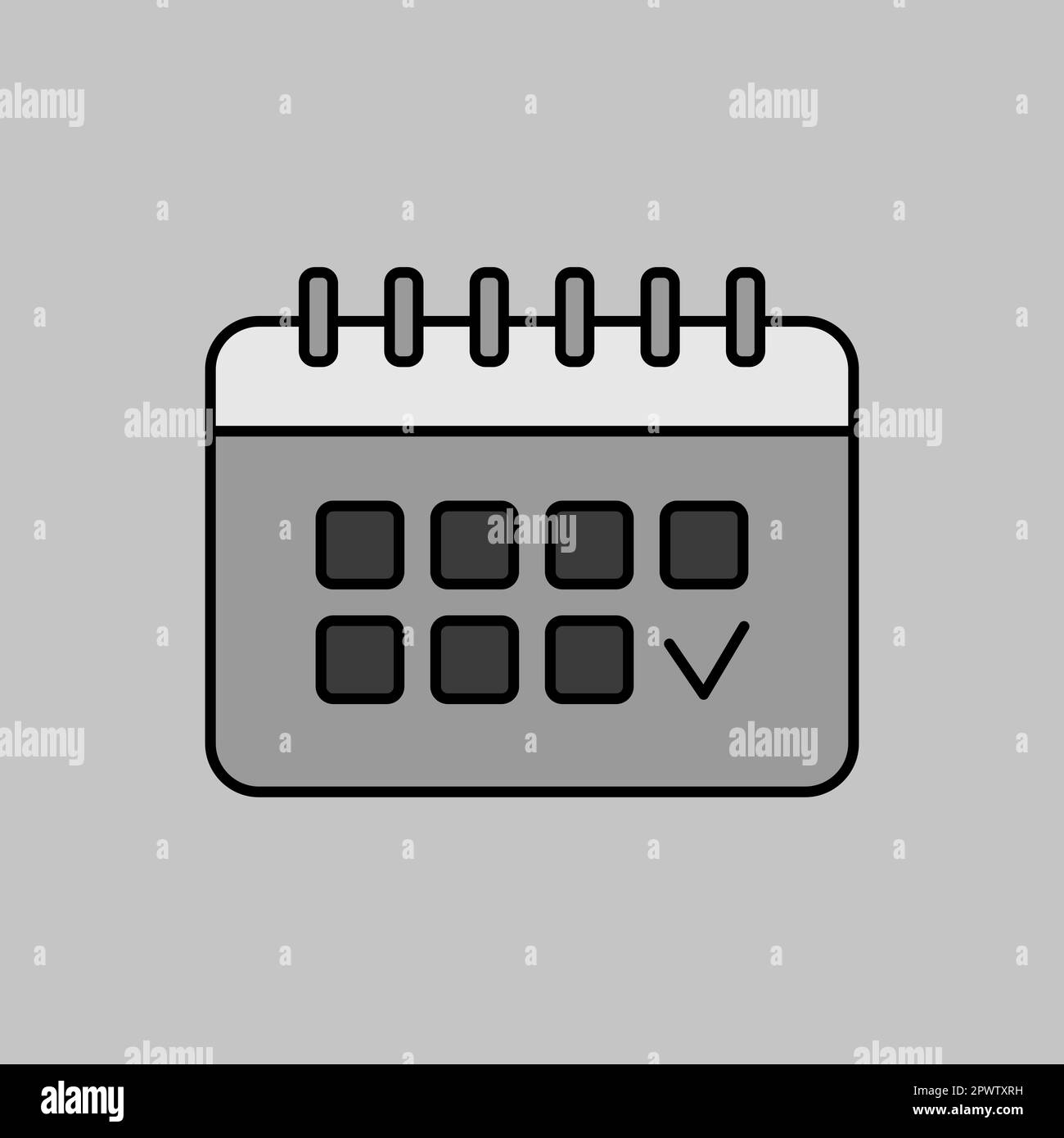 Calendar outline grayscale icon. Workspace sign. Graph symbol for your ...
