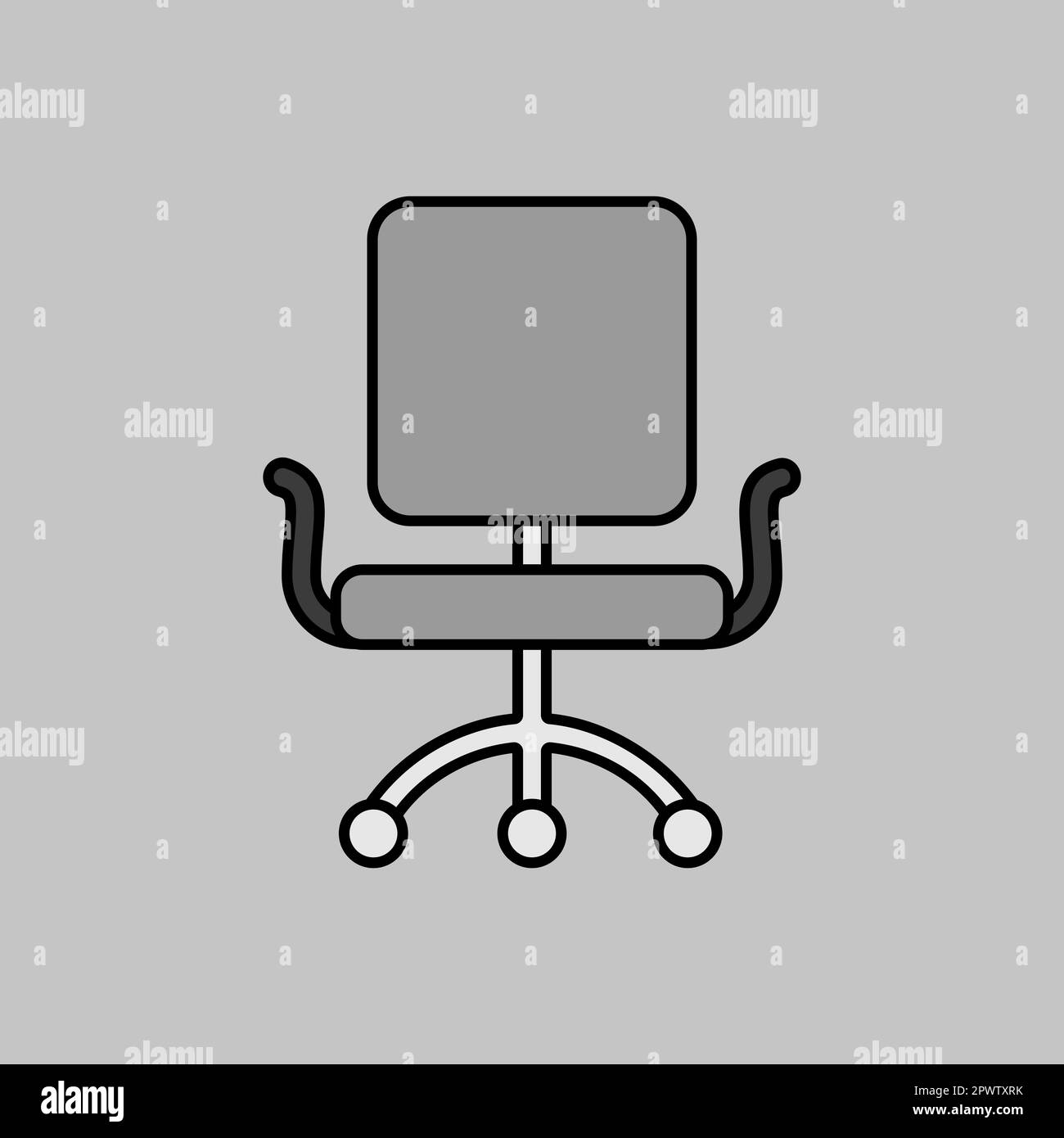 Office Chair outline grayscale icon. Business sign. Graph symbol for ...