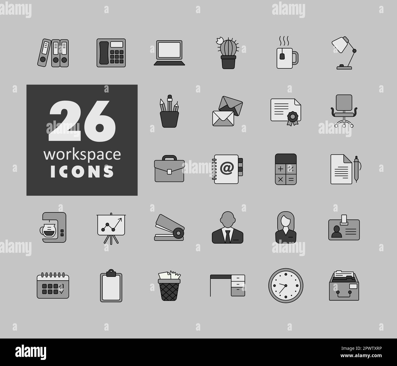 Workspace outline grayscale icon. Workspace sign. Graph symbol for your ...