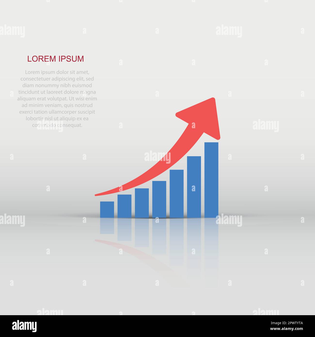 Vector growth chart icon in flat style. Grow diagram sign illustration ...