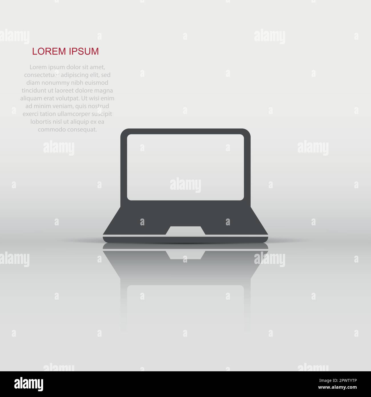 Vector laptop computer icon in flat style. Notebook sign illustration ...