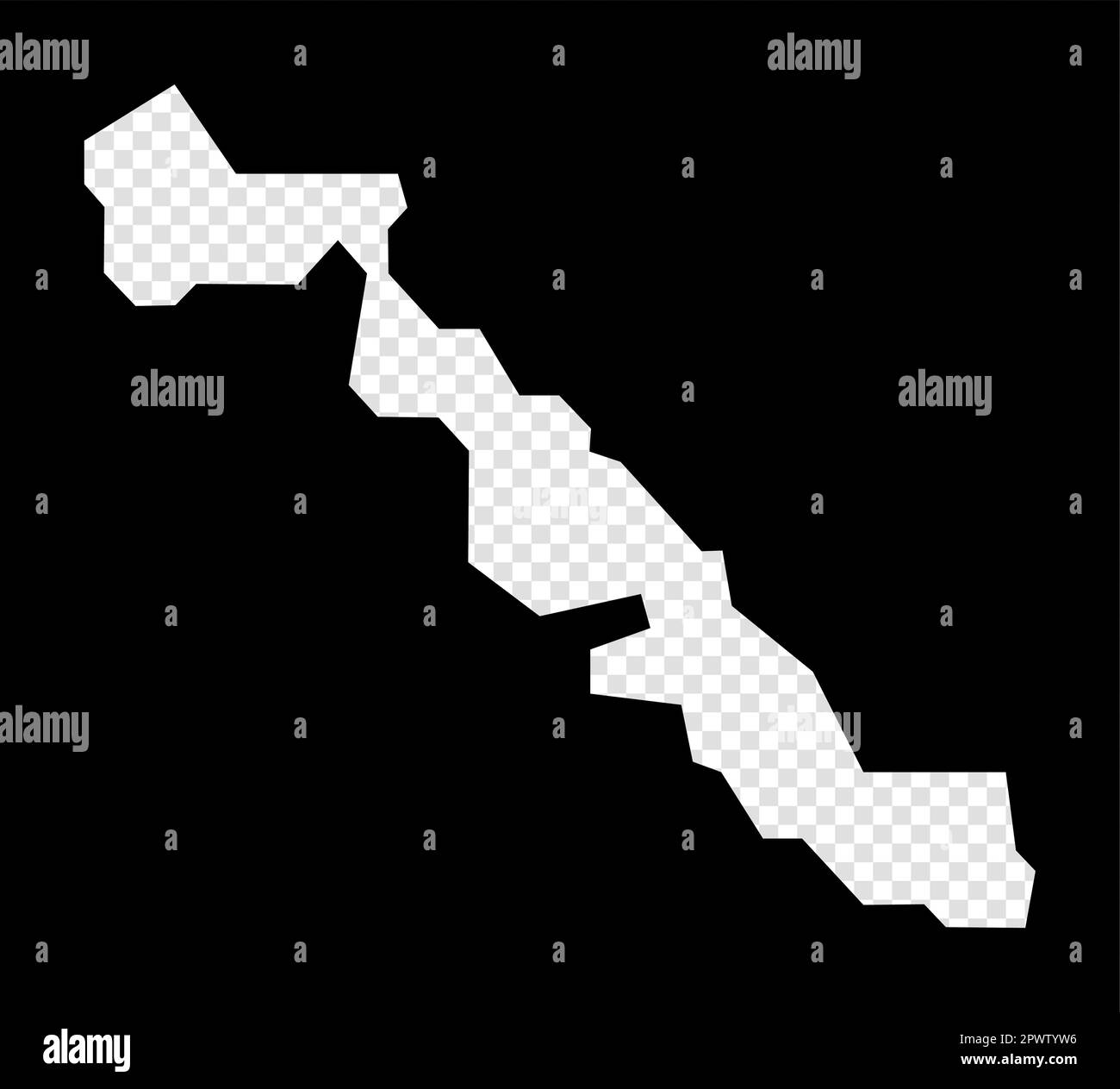 Stencil map of Musha Cay. Simple and minimal transparent map of Musha Cay. Black rectangle with ...