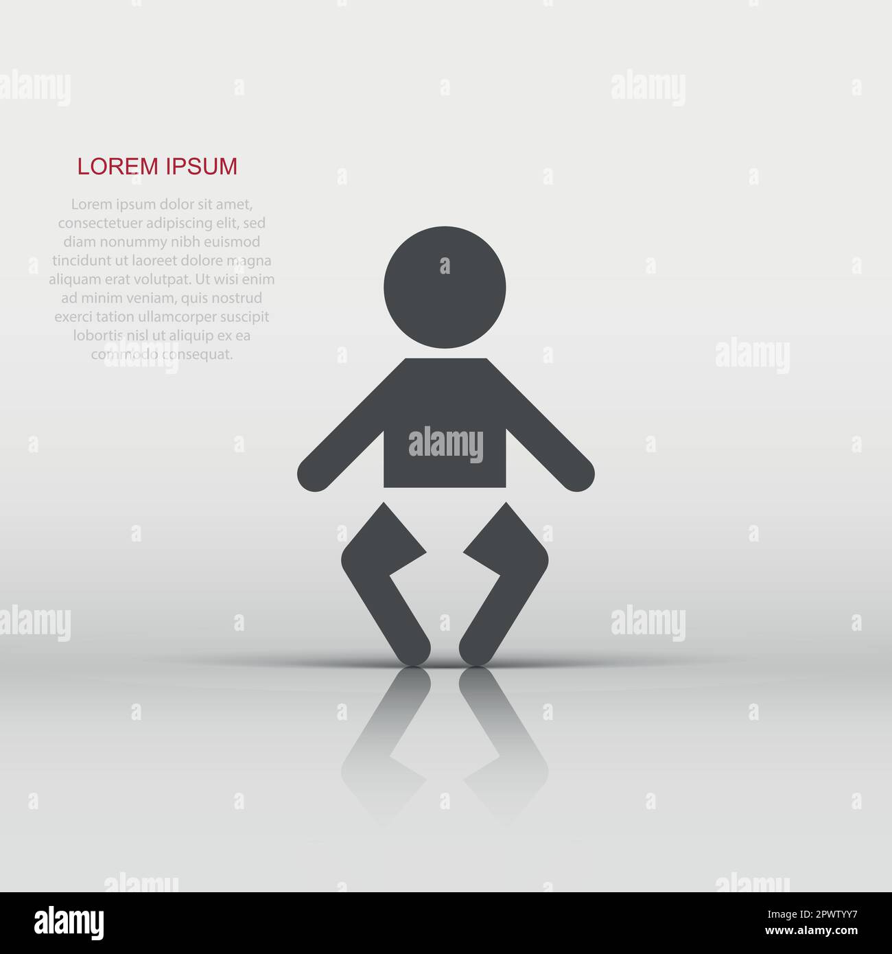 Vector baby icon in flat style. Child sign illustration pictogram ...