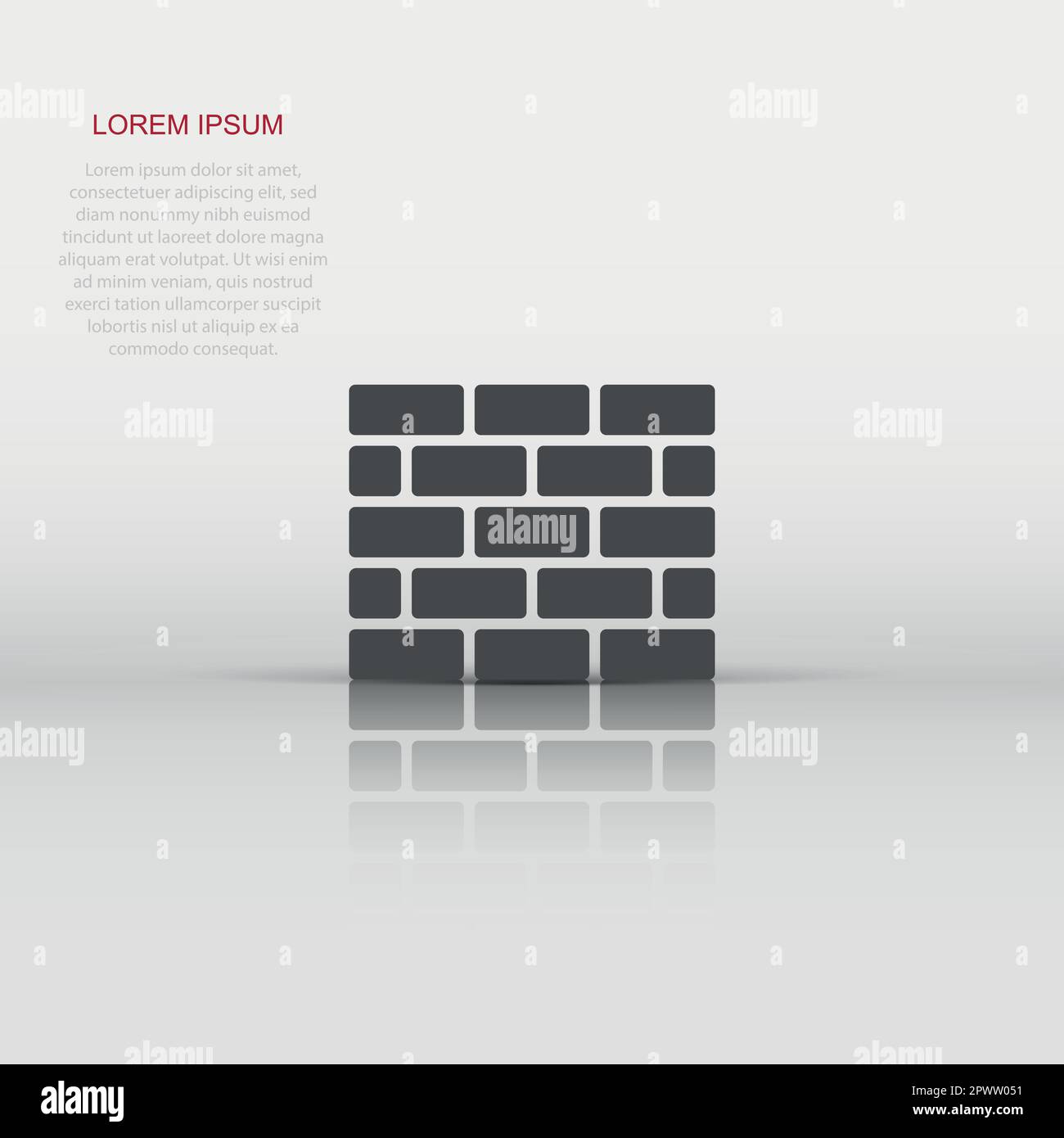 Vector wall brick icon in flat style. Wall sign illustration pictogram ...