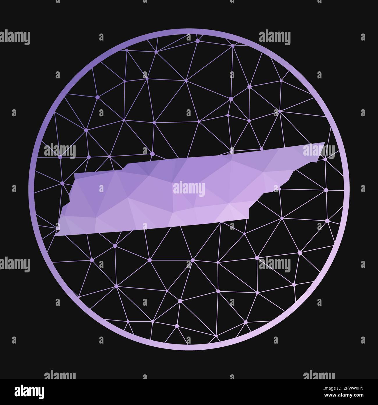 Tennessee icon. Vector polygonal map of the US state. Tennessee icon in ...