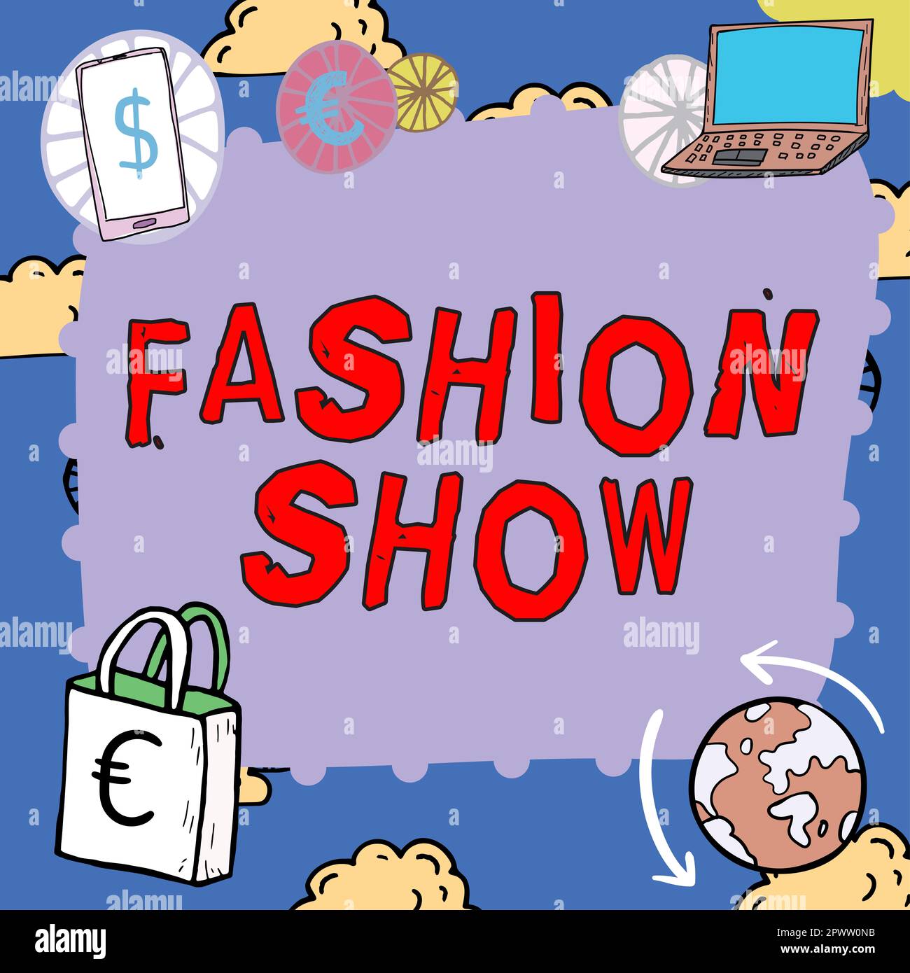 Hand writing sign Fashion Show, Concept meaning exibition that involves ...