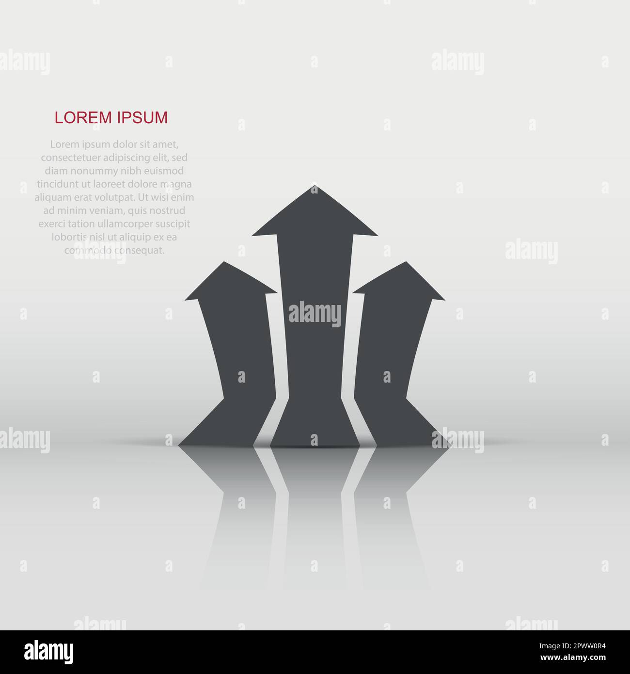 Vector arrow growing graph icon in flat style. Progress arrow grow sign ...