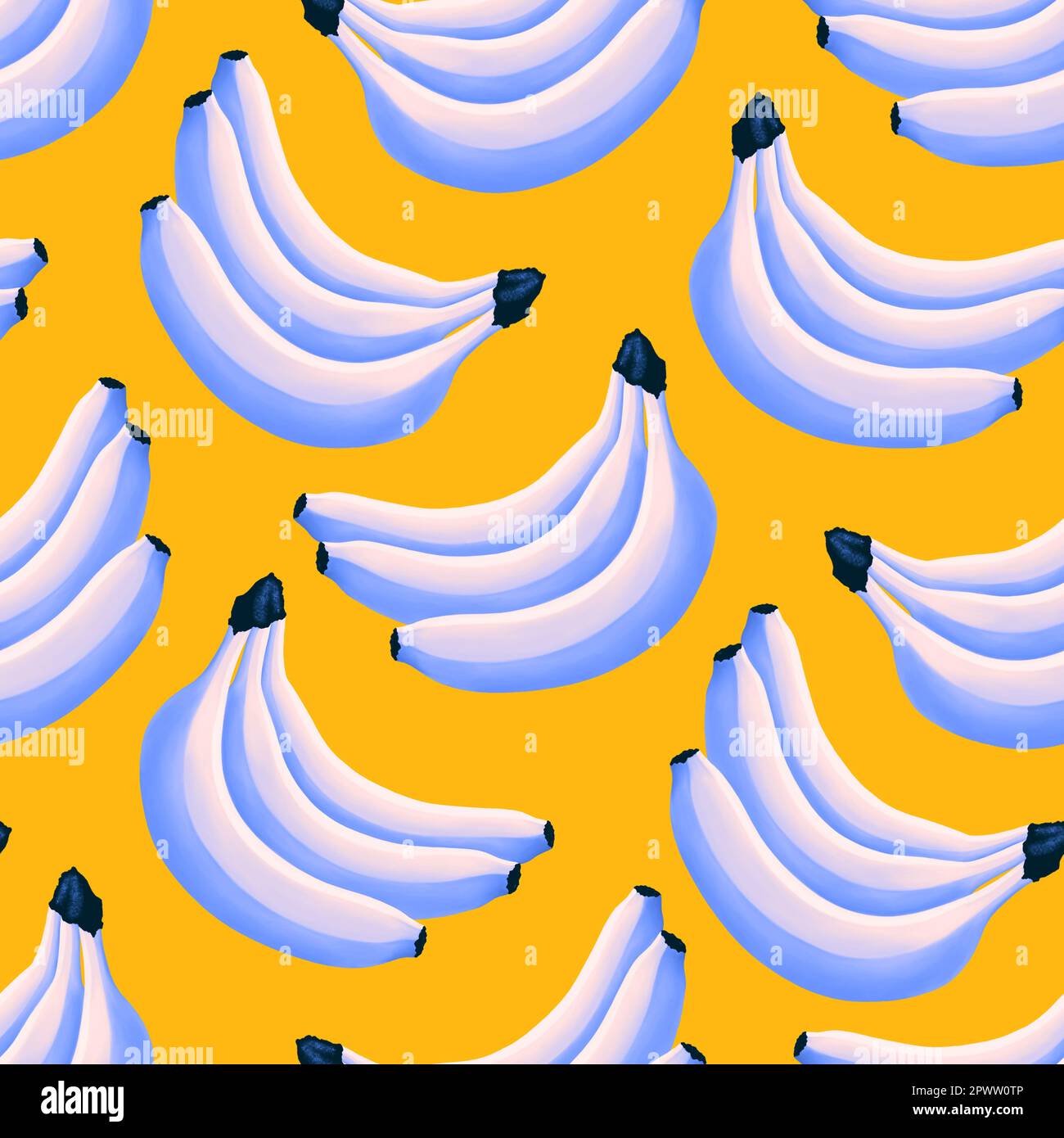 Banana seamless pattern. Colorful vivid print with hand drawn tropic ...