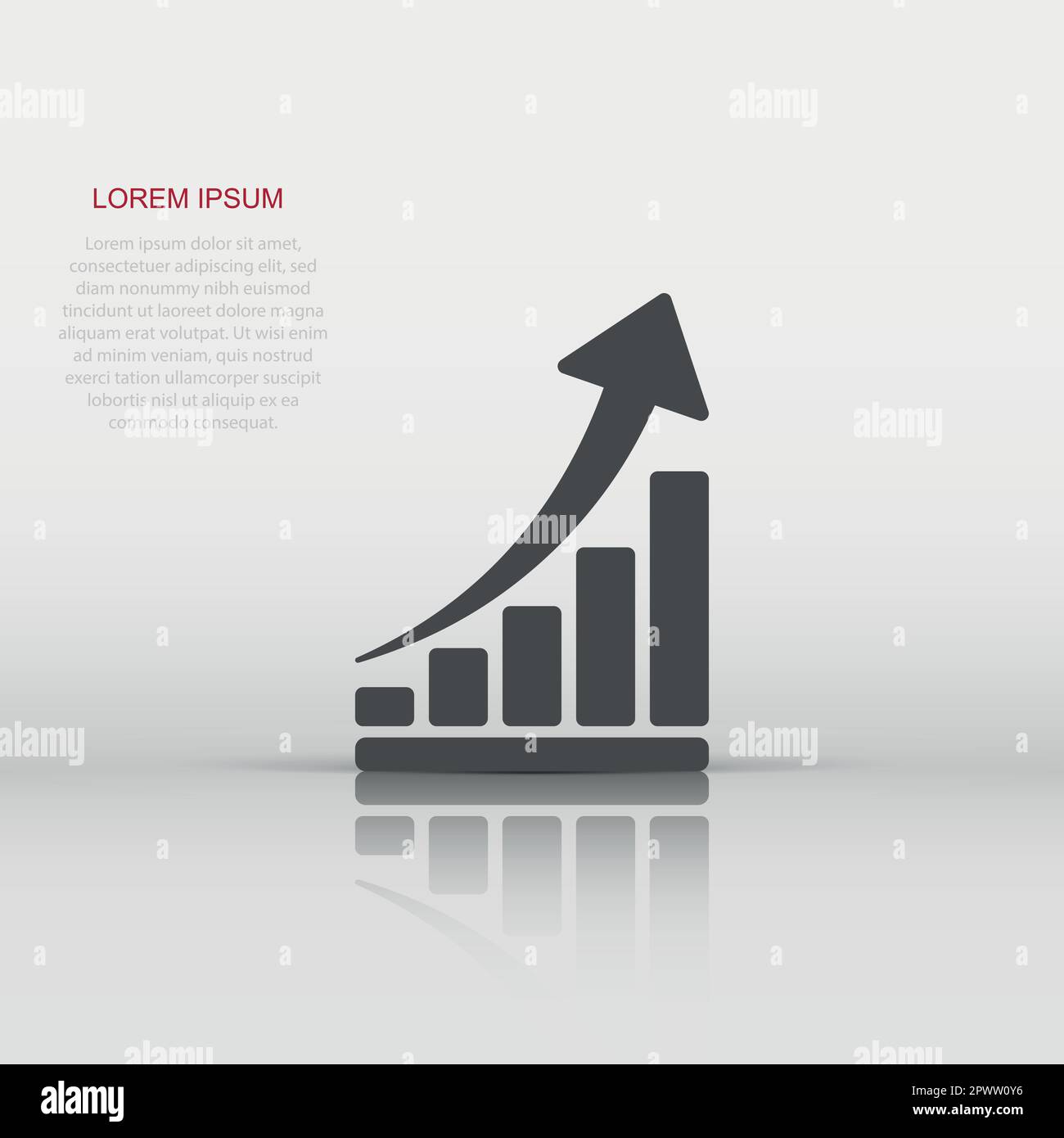 Vector growth chart icon in flat style. Grow diagram sign illustration ...