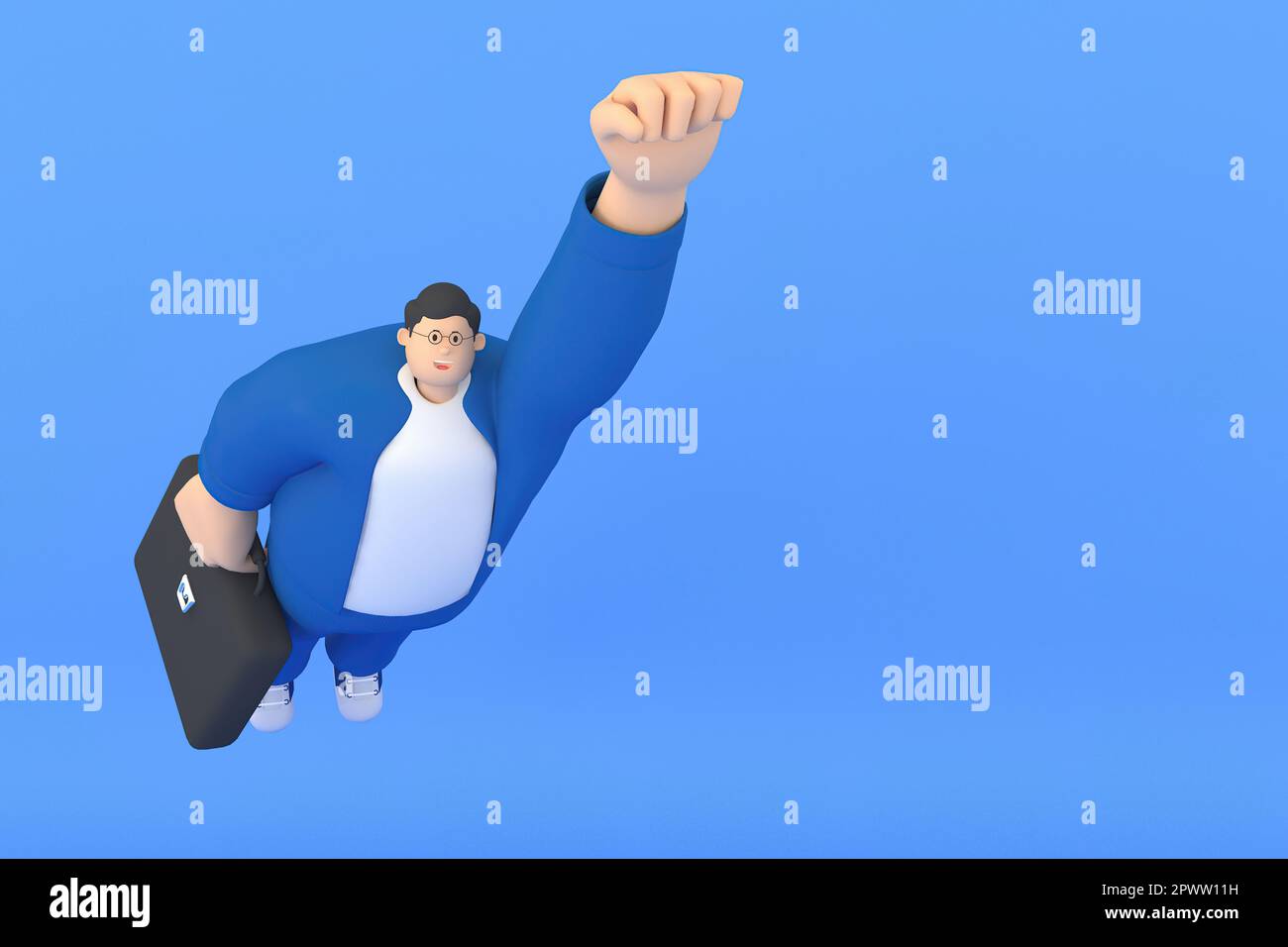A man character flying . 3d rendering of business models Stock Photo ...