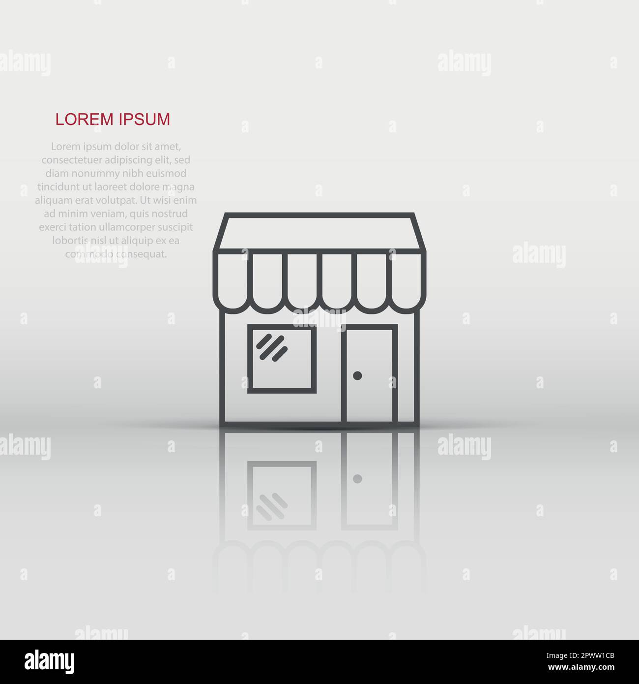 Vector store market icon in flat style. Shop building sign illustration ...