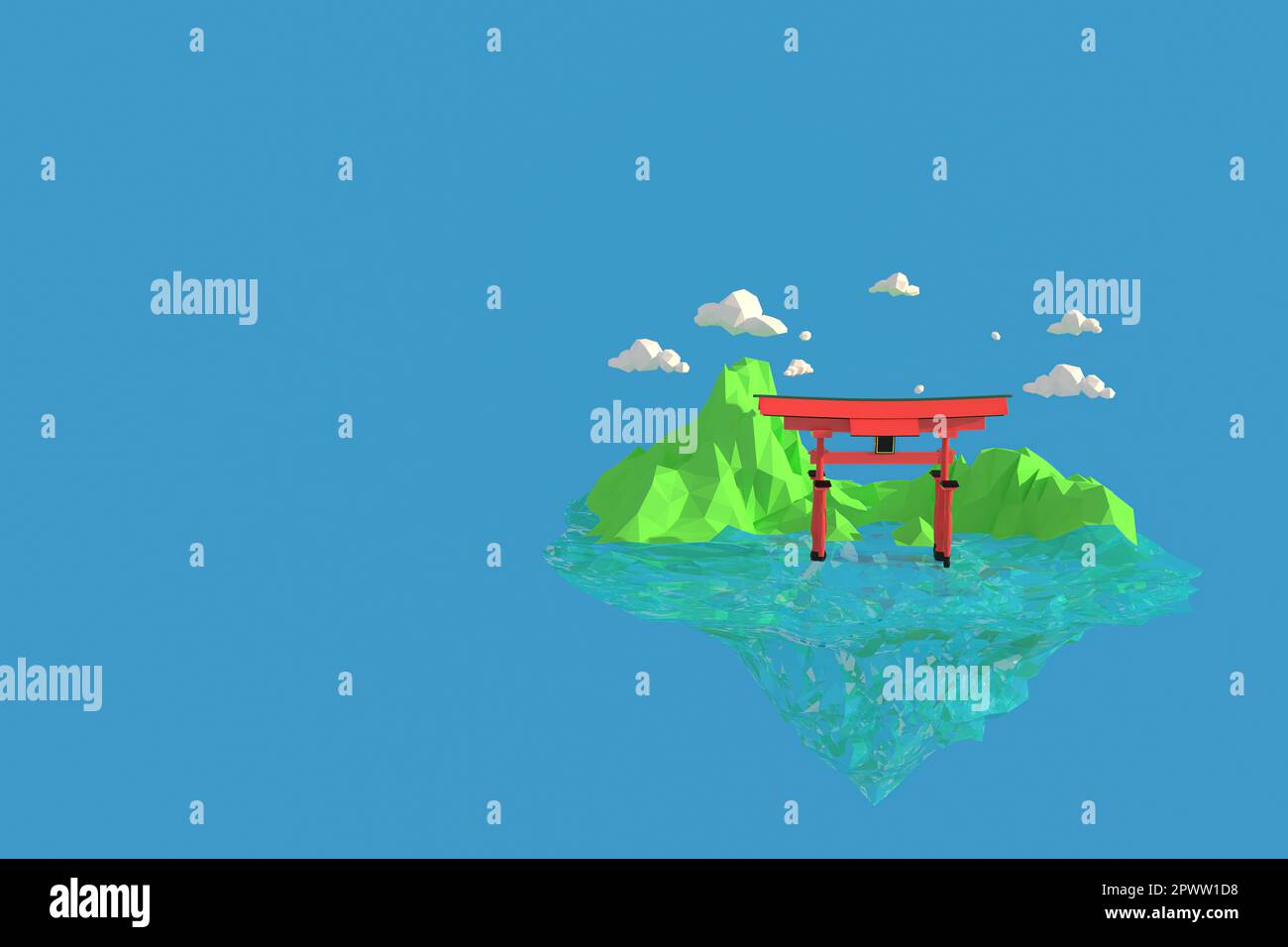 3D illustrator Shinto shrine on the island of Itsukushima in Japan. 3d ...