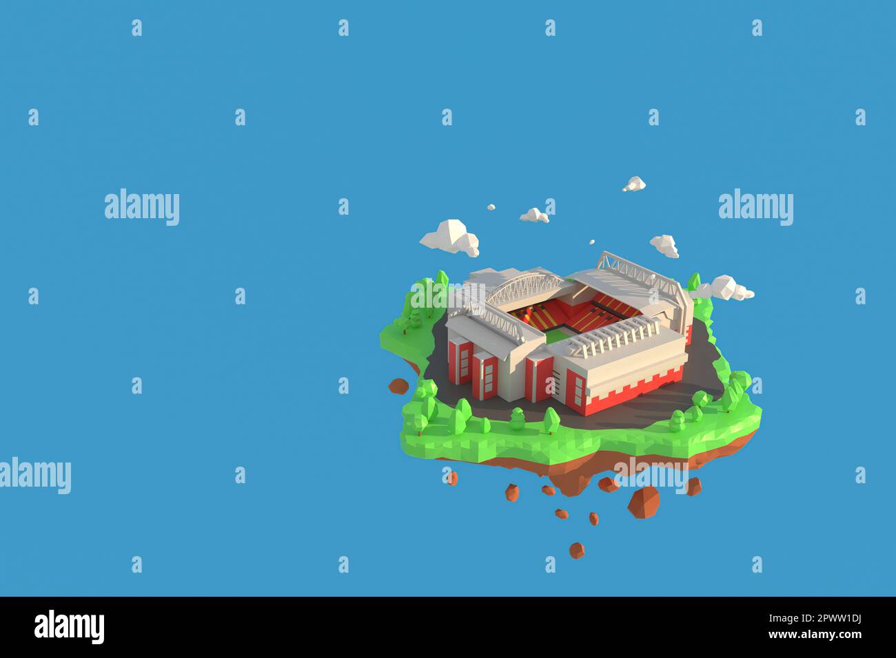 3D illustrator football stadium in Anfield, Liverpool, England. 3d ...