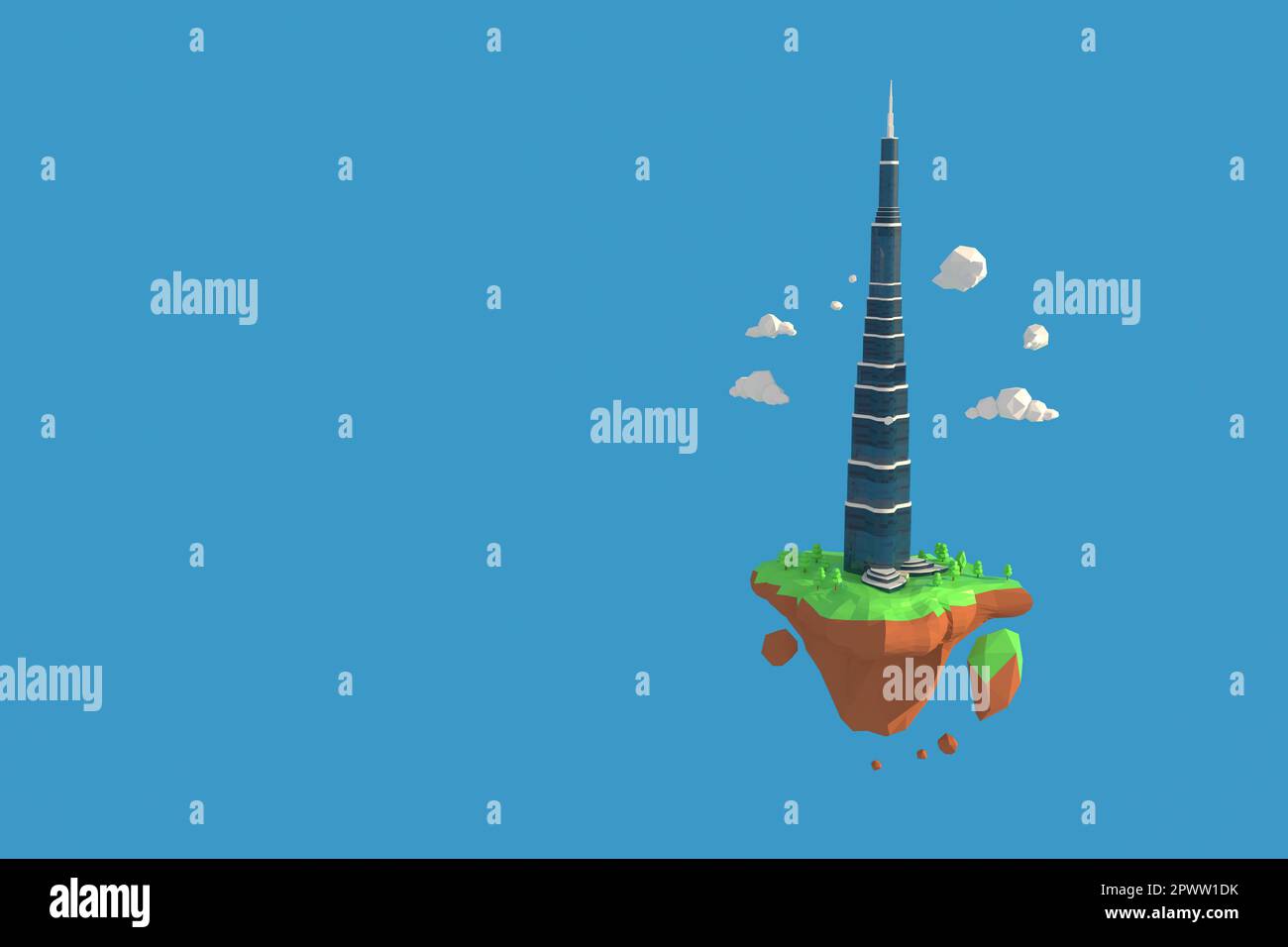3D illustrator Burj Khalifa in Dubai. 3d rendering Low Polygon Geometry ...