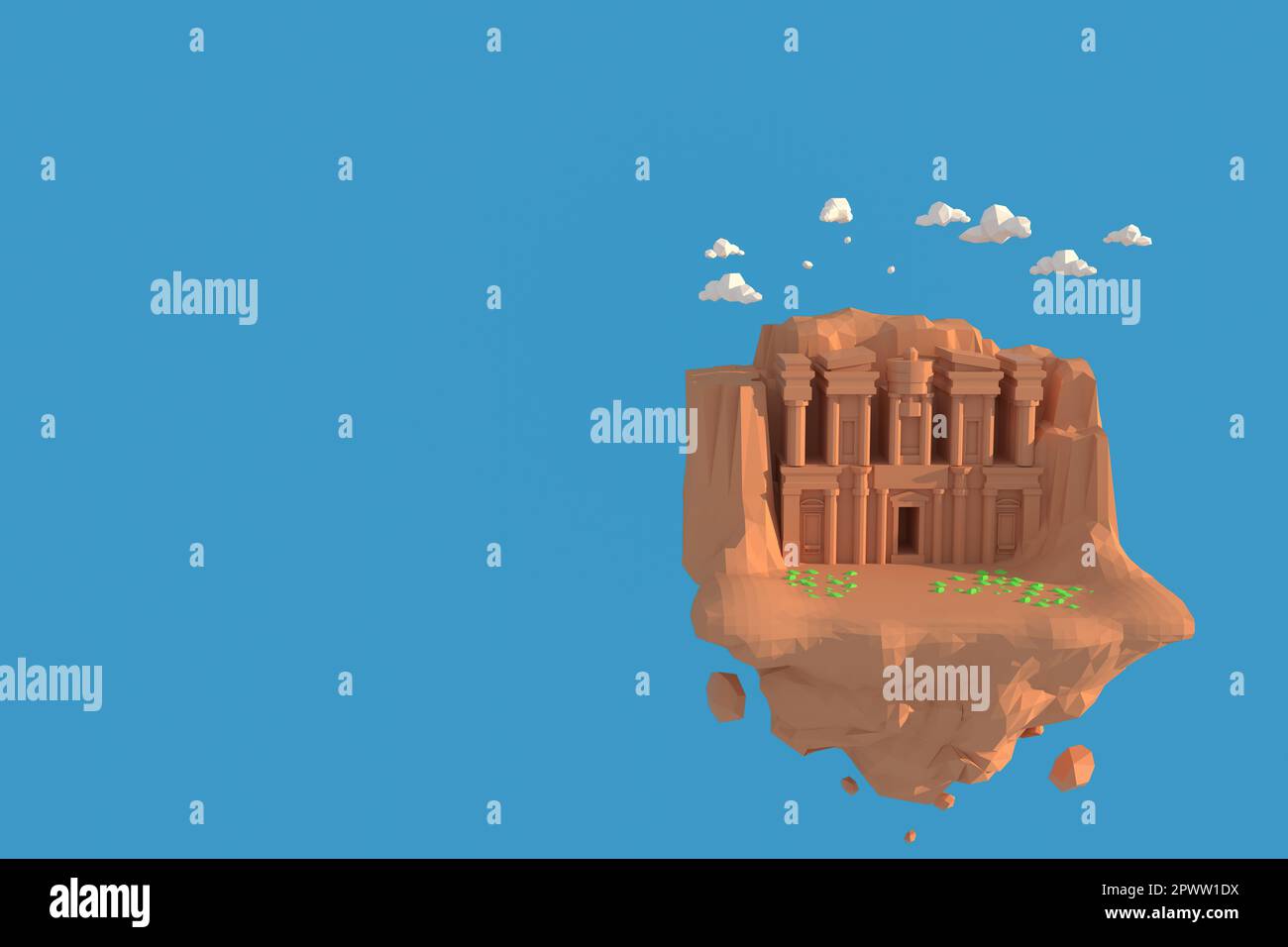 3D illustrator Petra in Jordan. 3d rendering Low Polygon Geometry ...
