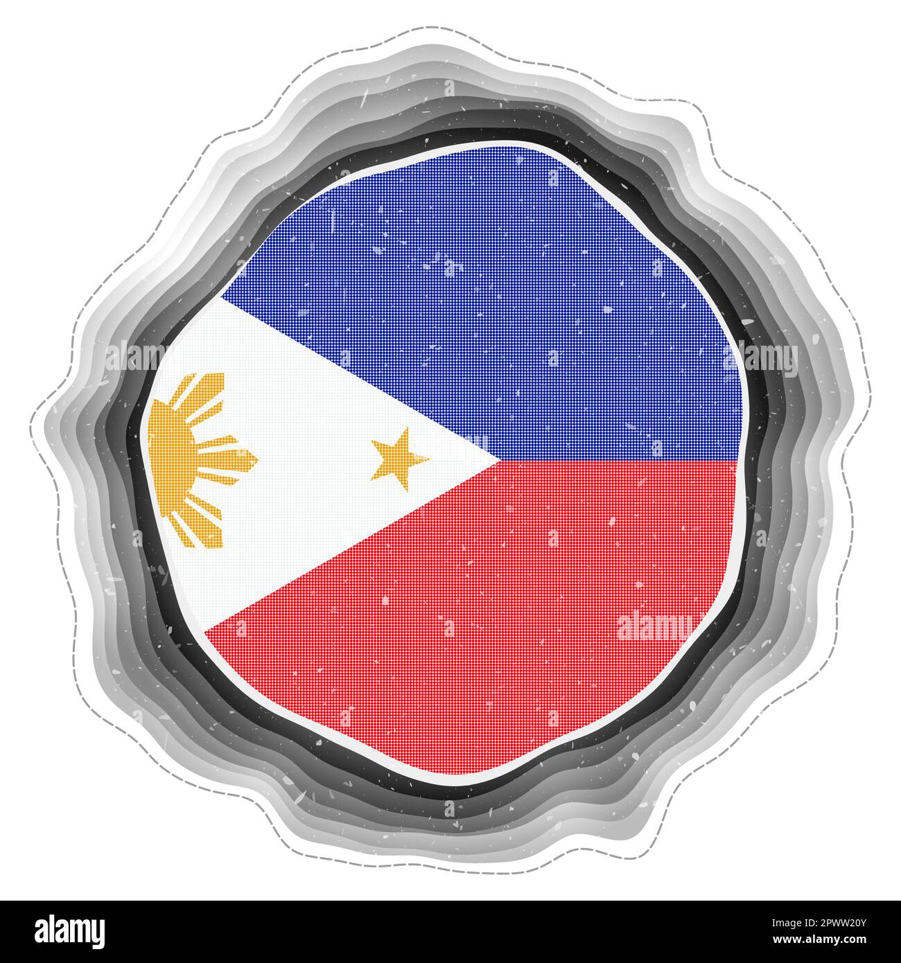 Philippines flag in frame. Badge of the country. Layered circular sign ...