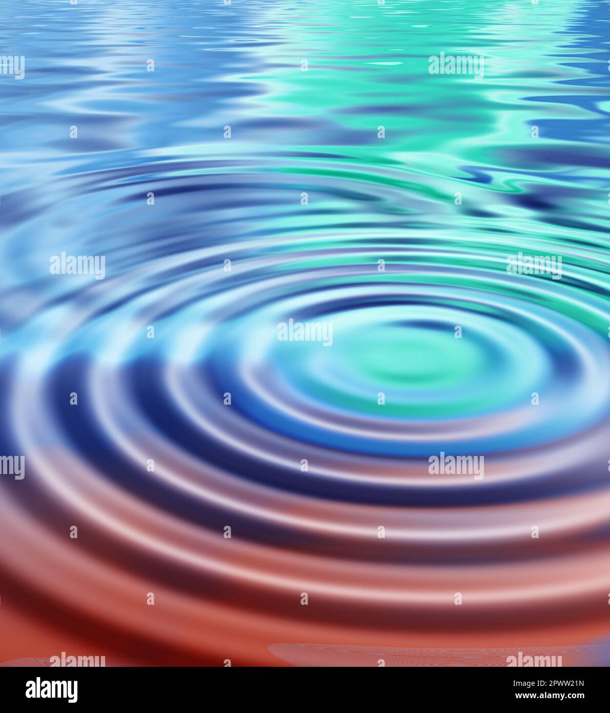 Closeup of abstract ripple effect of water with blue reflection with ...